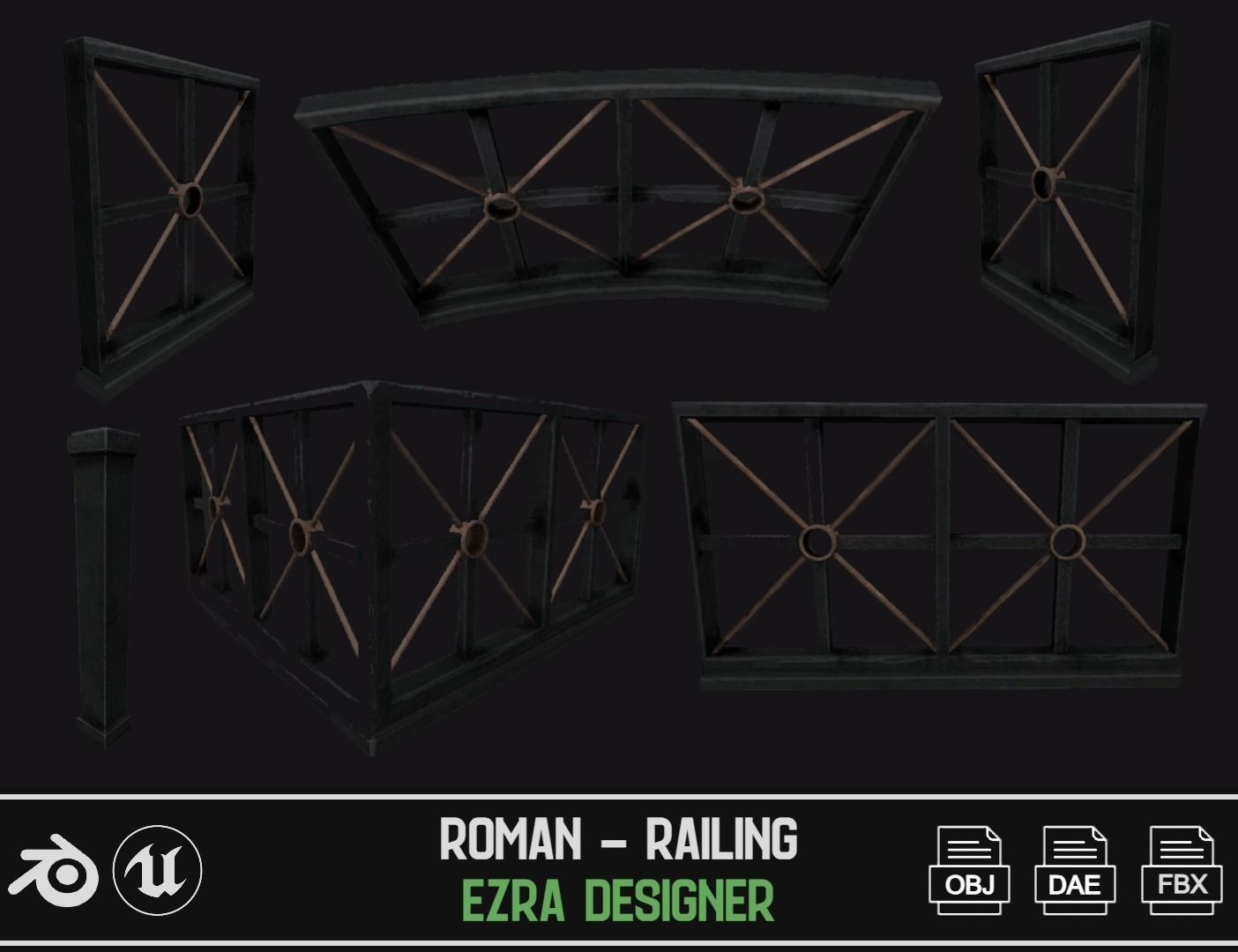 3D model Roman Railing VR / AR / low-poly | CGTrader
