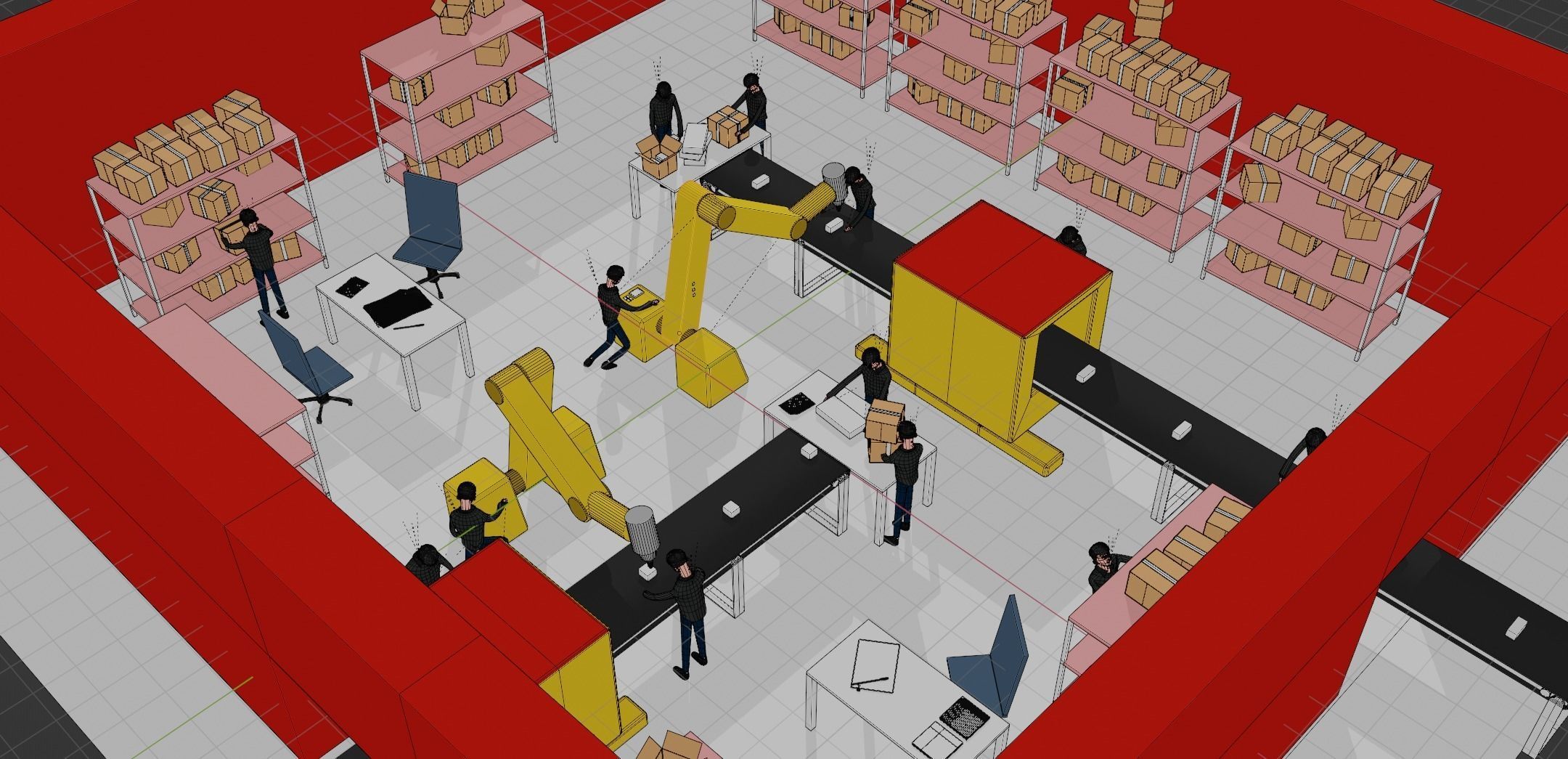 3D model Manufacturing Unit with crowd VR / AR / low-poly | CGTrader