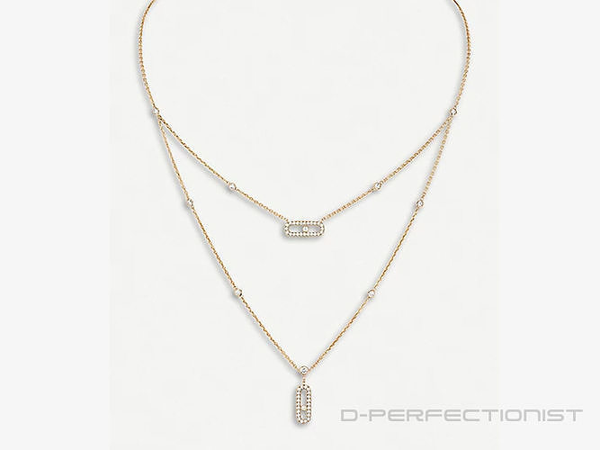 Messika Move Uno 18K Yellow Gold Diamond 2-Chain Necklace 3D model 3D ...