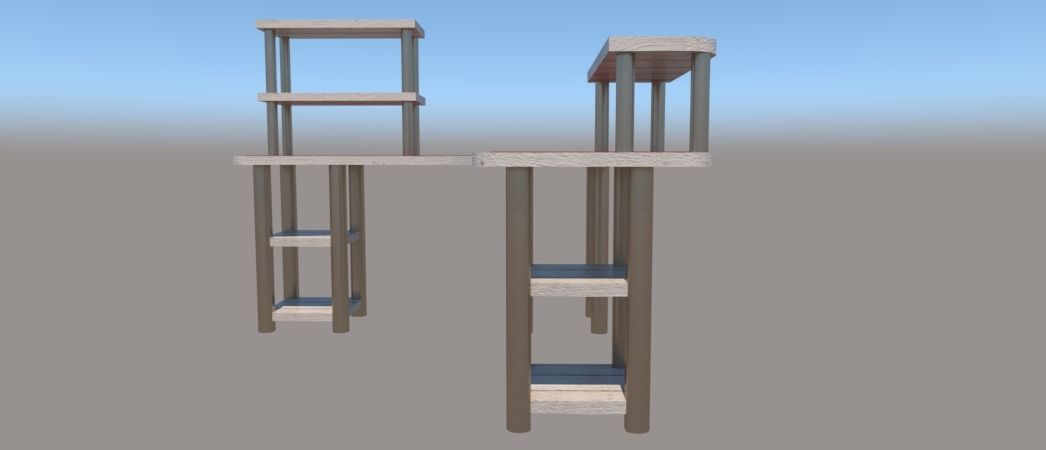 L-shape Desk free 3D model | CGTrader