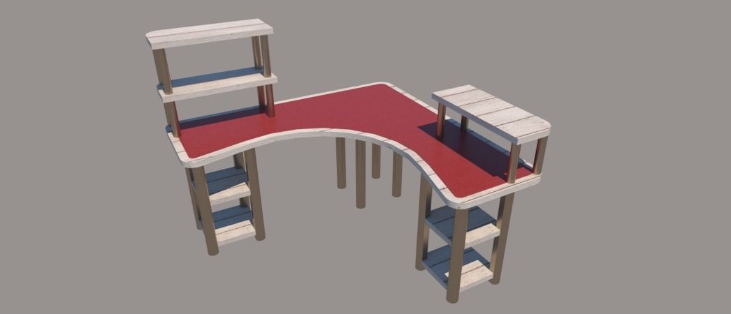 L-shape Desk free 3D model | CGTrader