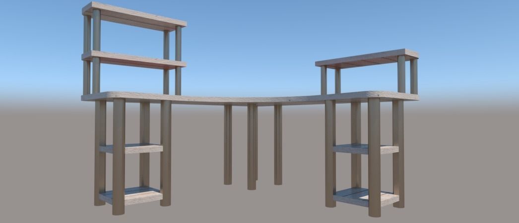 L-shape Desk free 3D model | CGTrader