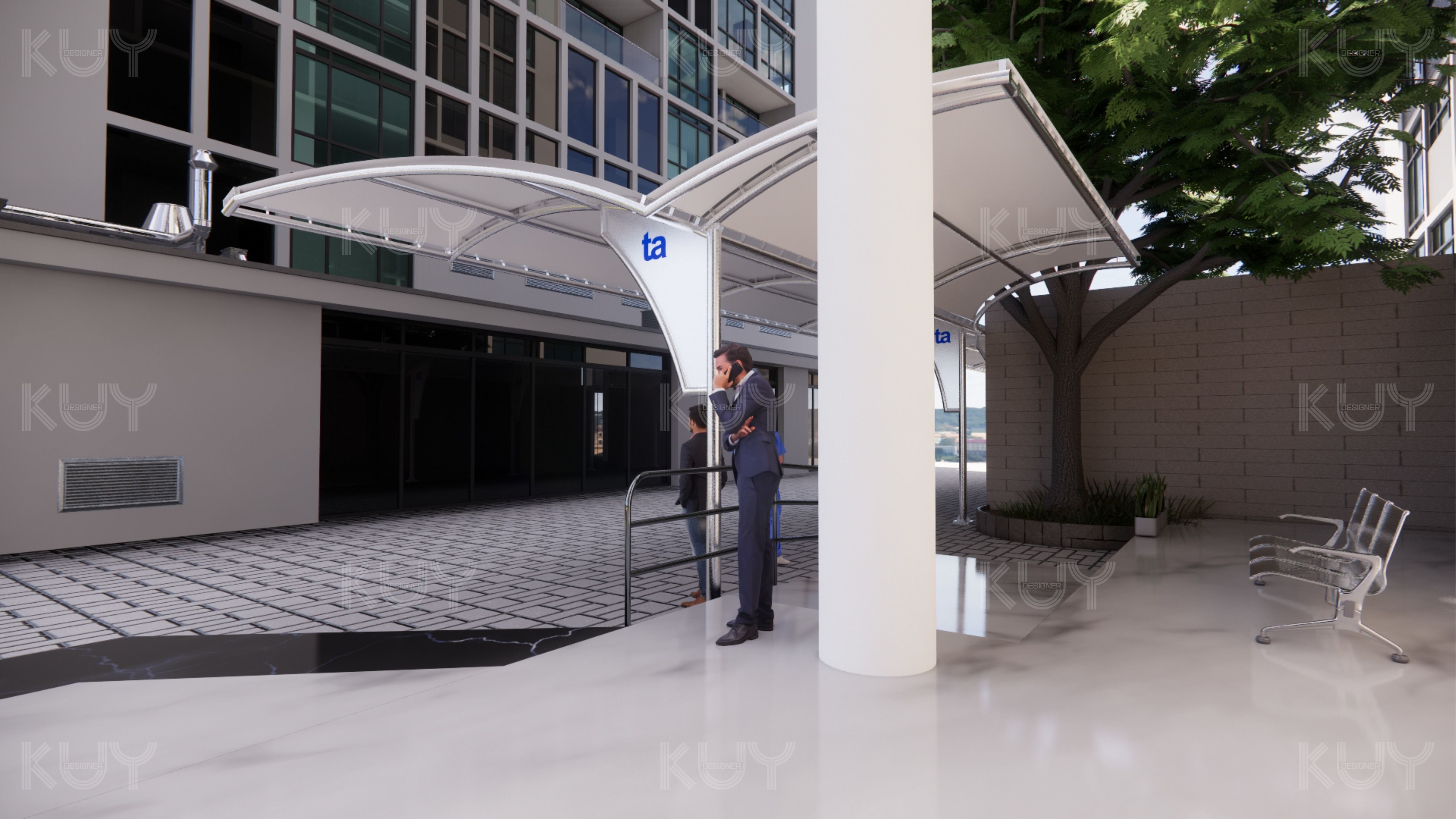 Roof structure for car parking and walkways 3D model | CGTrader