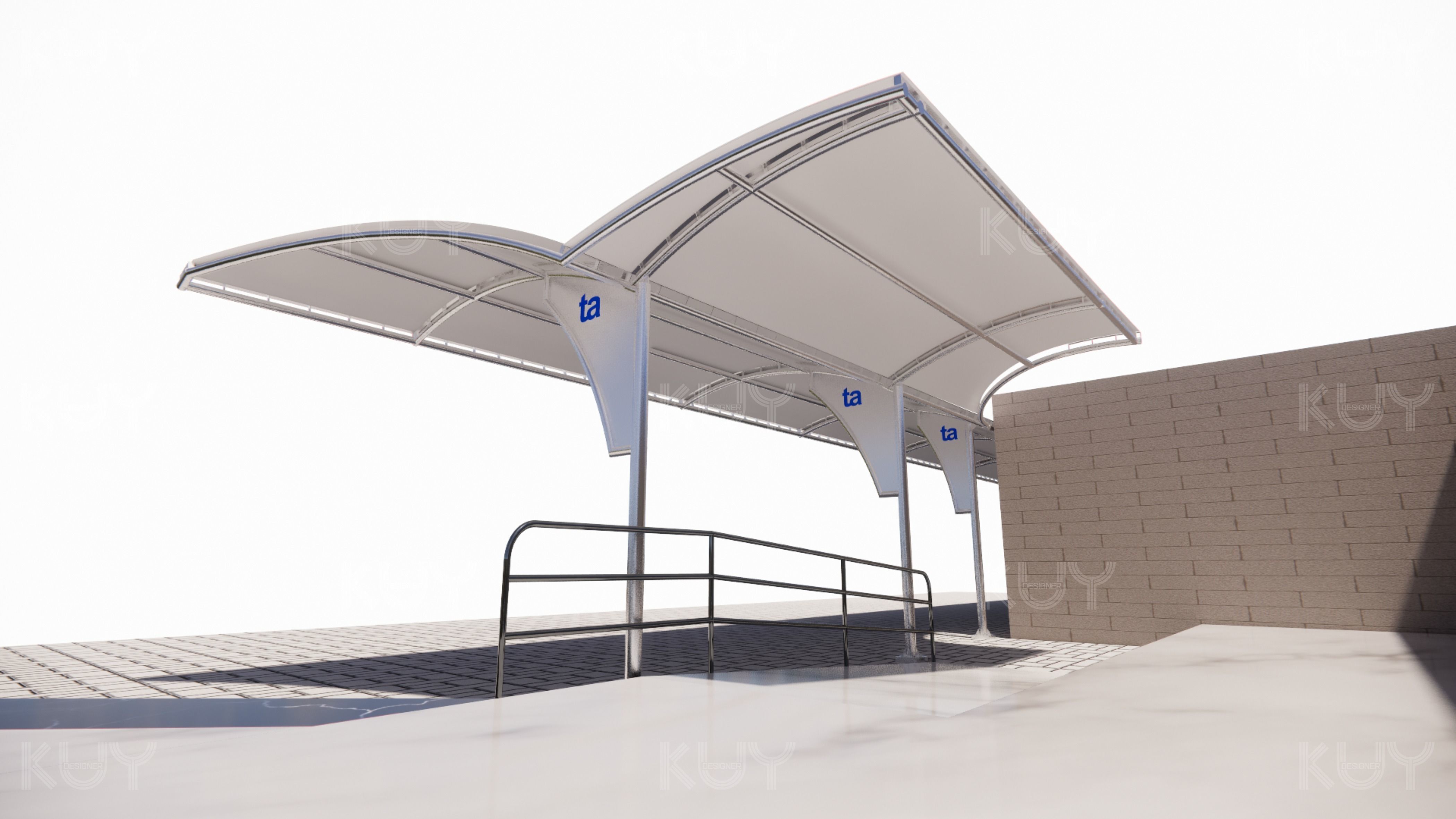 Roof structure for car parking and walkways 3D model | CGTrader