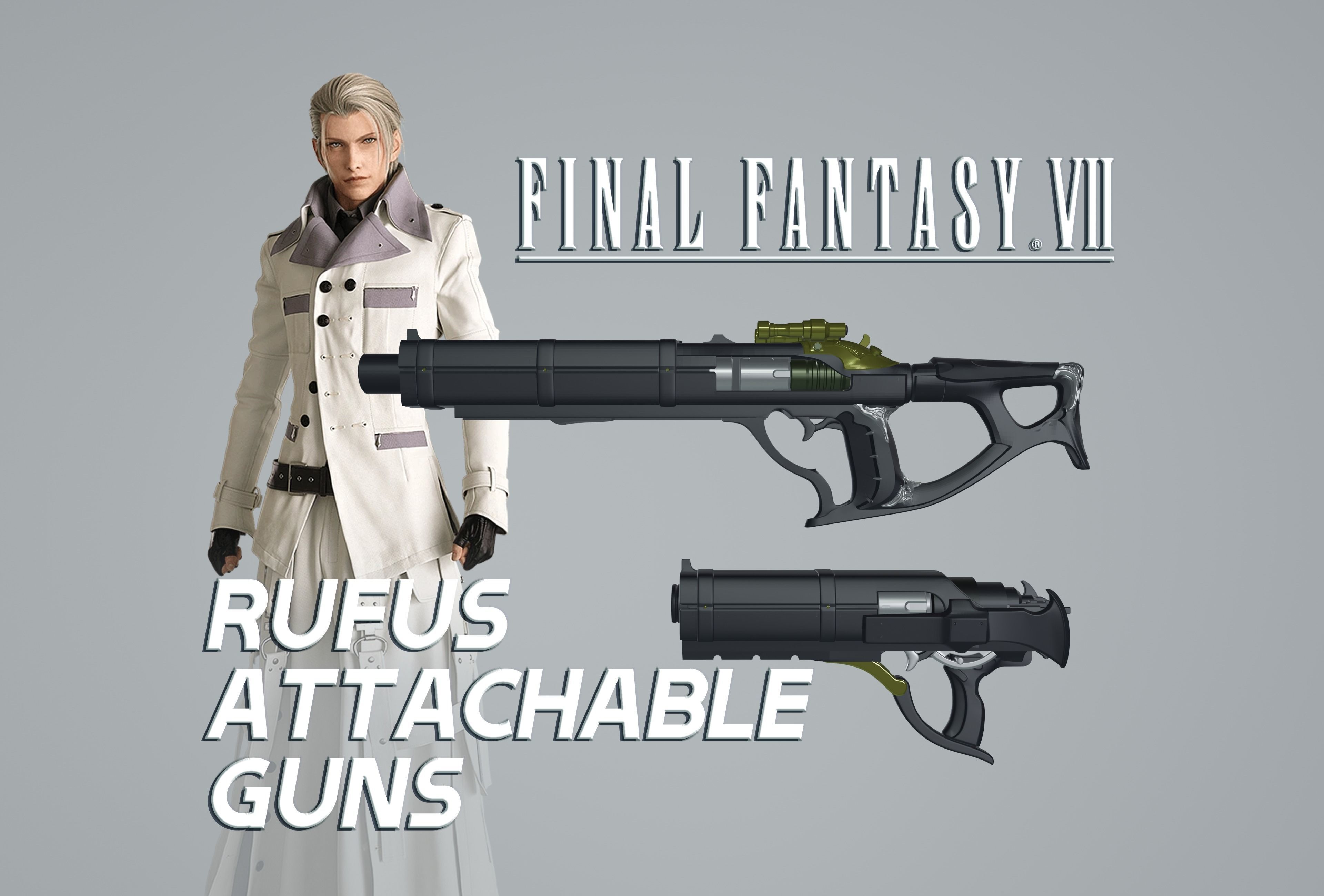 Final Fantasy VII - Rufus Attachable Guns 3D model 3D printable | CGTrader