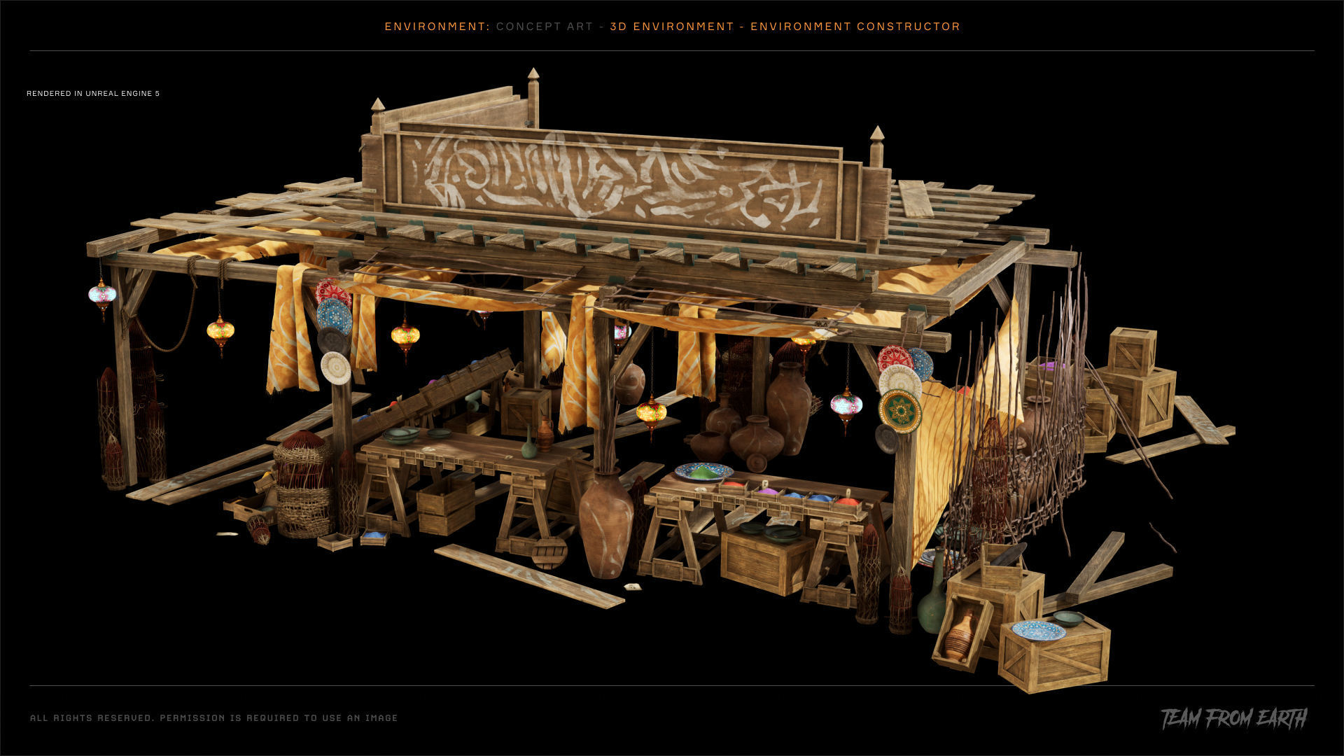 3D model Street bazaar environment kit and props Unreal 5 realistic ...