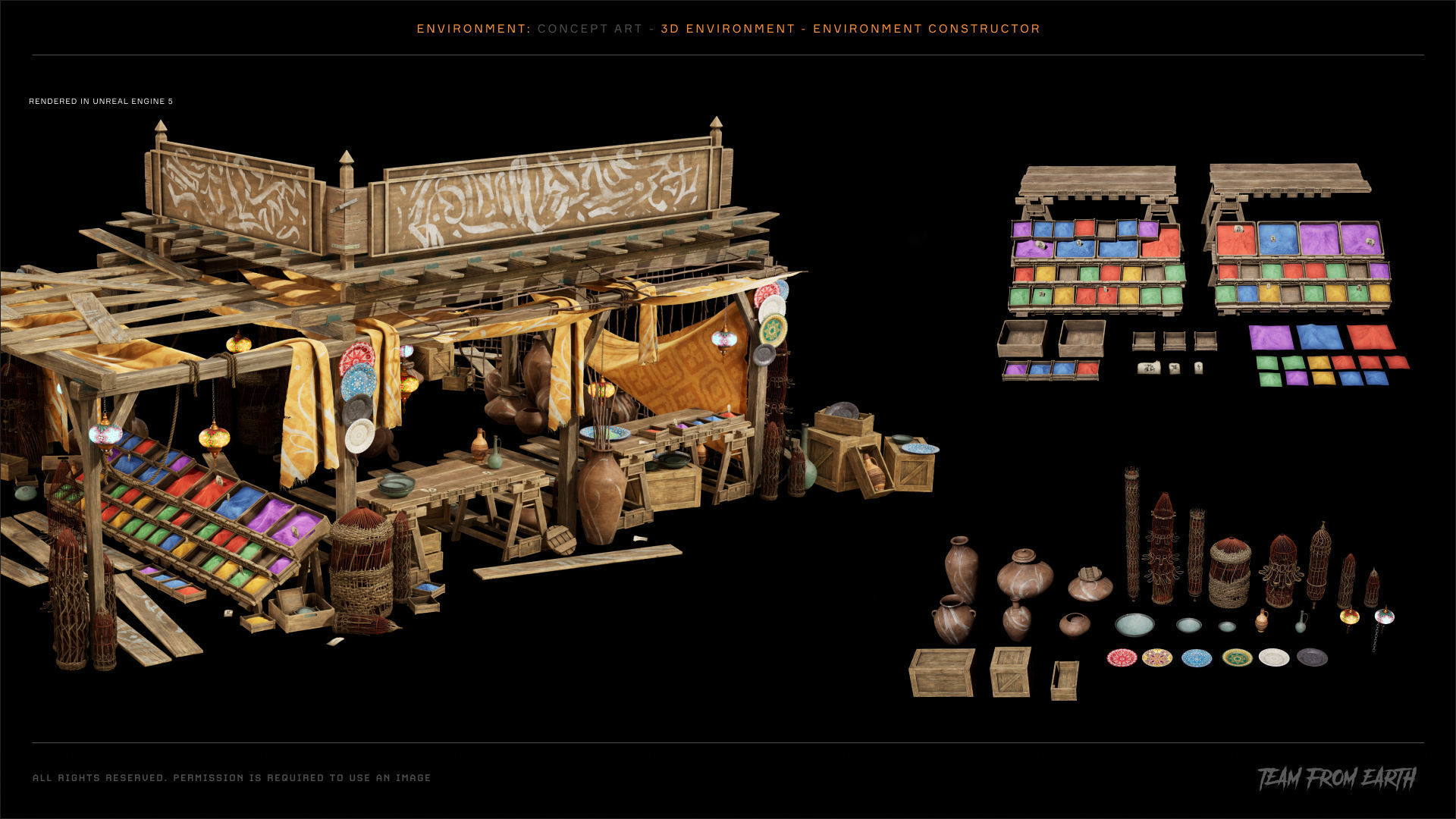 3D model Street bazaar environment kit and props Unreal 5 realistic ...
