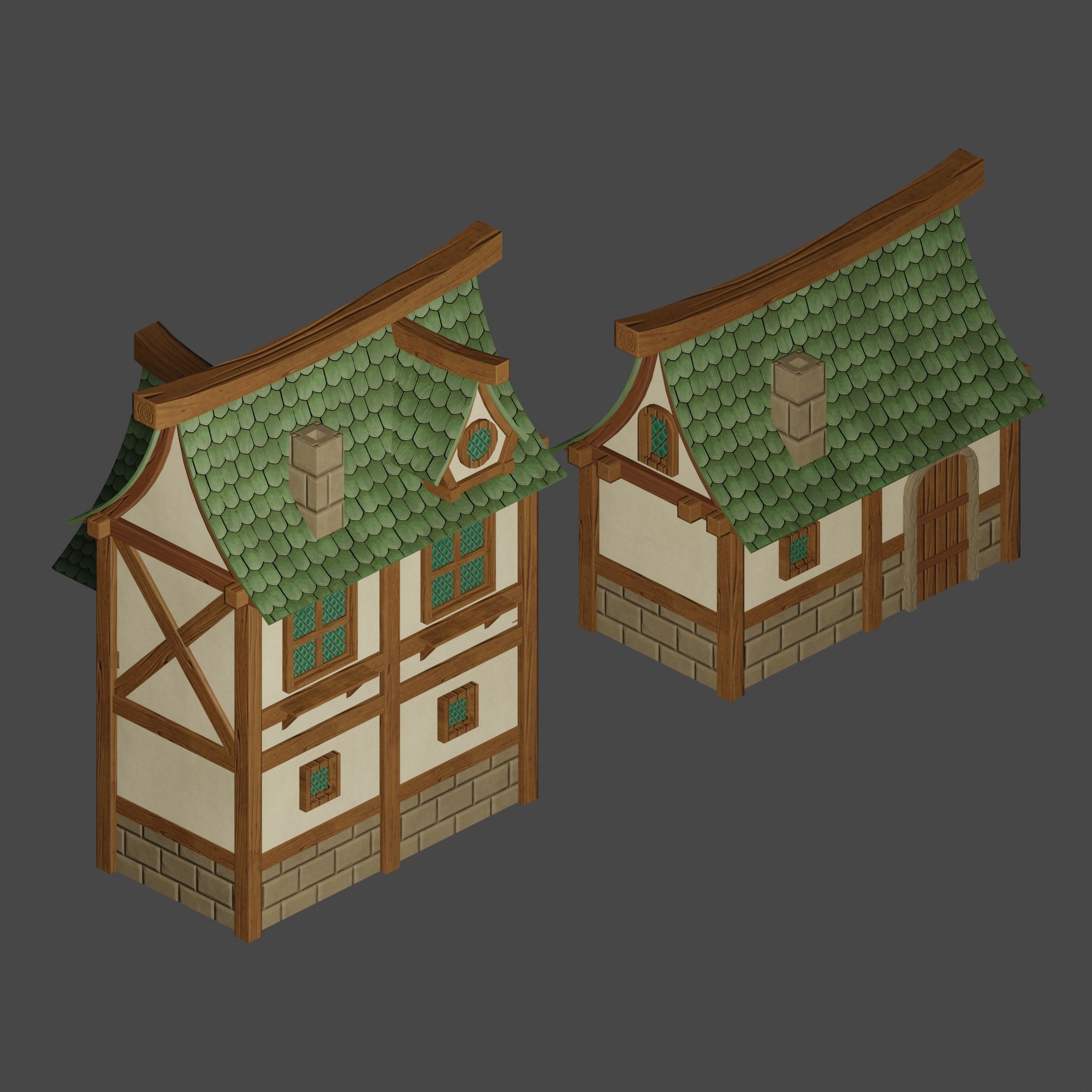 Medieval house modular pack free VR / AR / low-poly 3D model | CGTrader