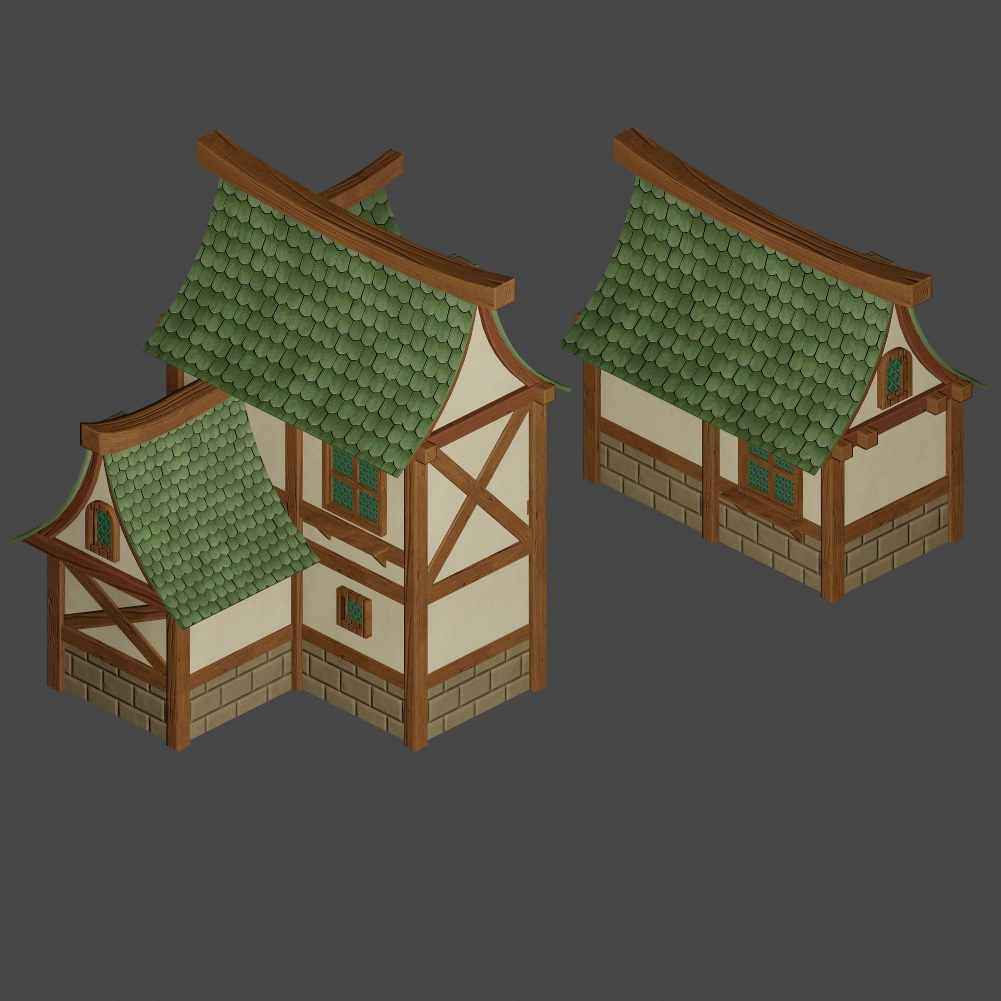 Medieval house modular pack free VR / AR / low-poly 3D model | CGTrader