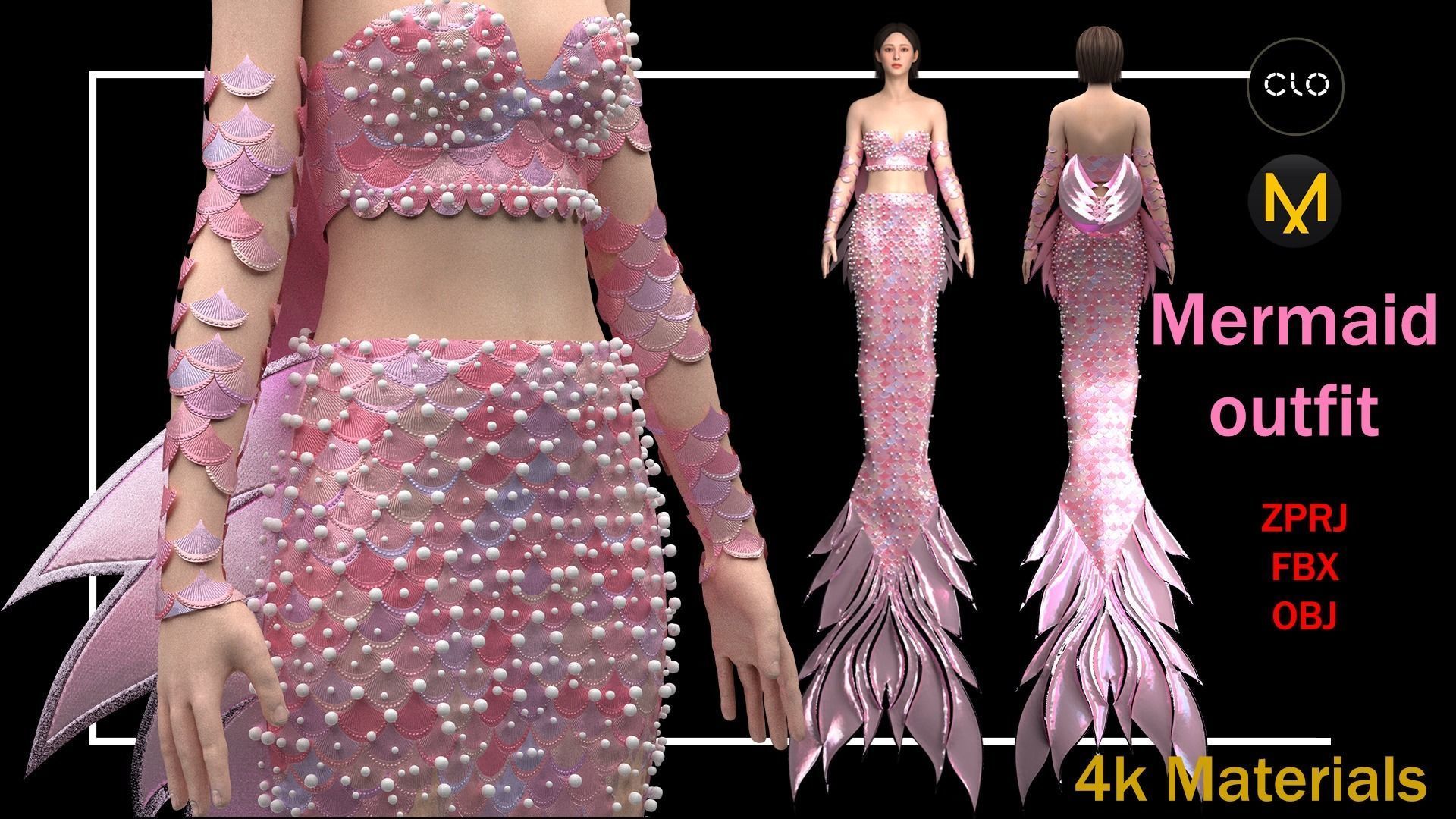 Mermaid outfit 3D model | CGTrader