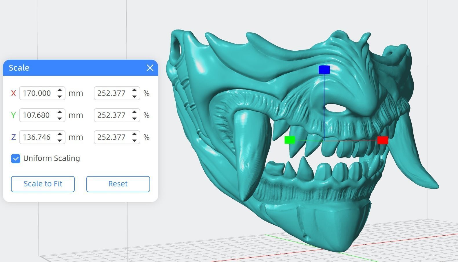 WEARABLE ONI MASK 14 DEMON HALF FACE FANG 3D model 3D printable | CGTrader