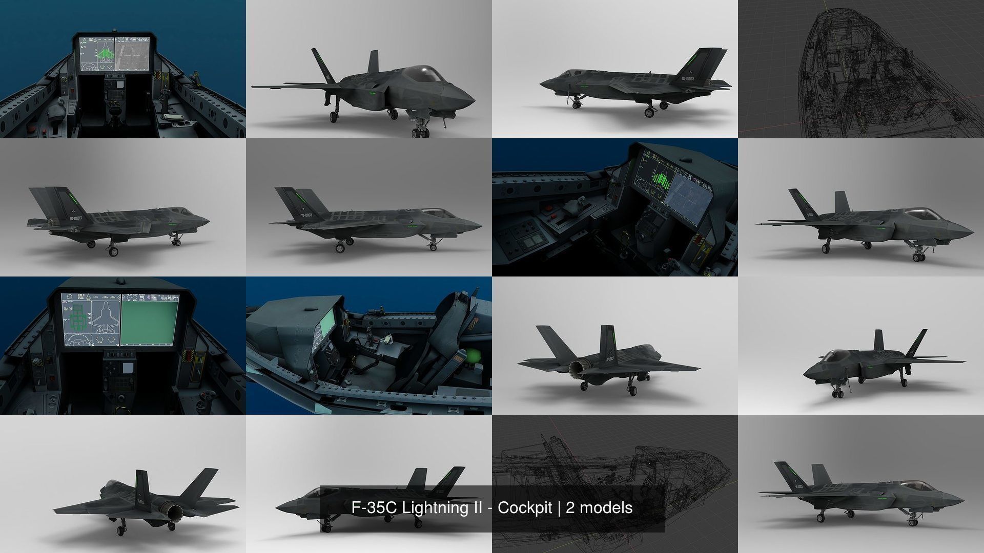 3d Model Collection F 35c Lightning Ii Cockpit Vr Ar Low Poly