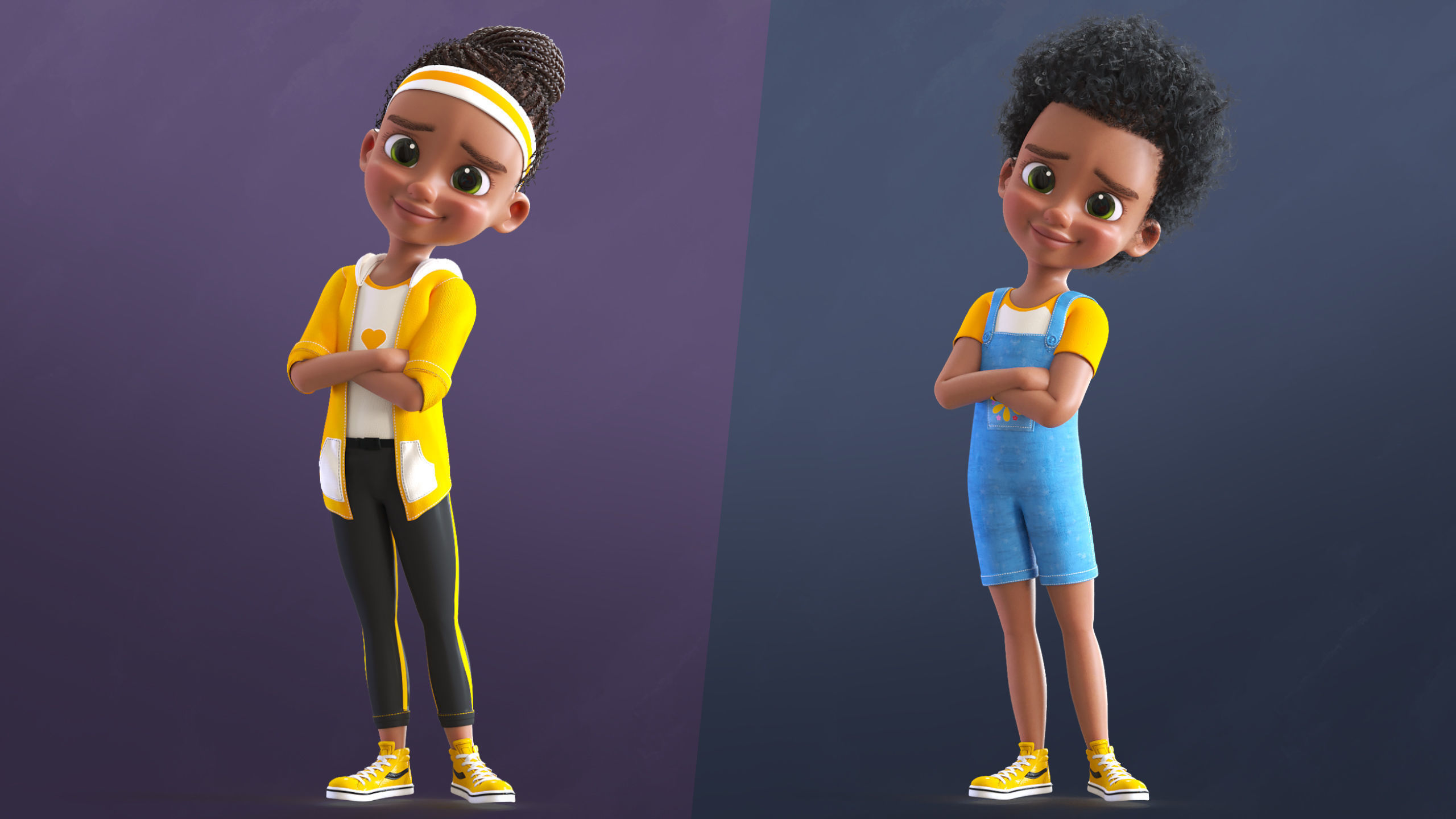 3D model Cartoon Afro Girl 2 - Toon Rigged Child Character Maya Version ...