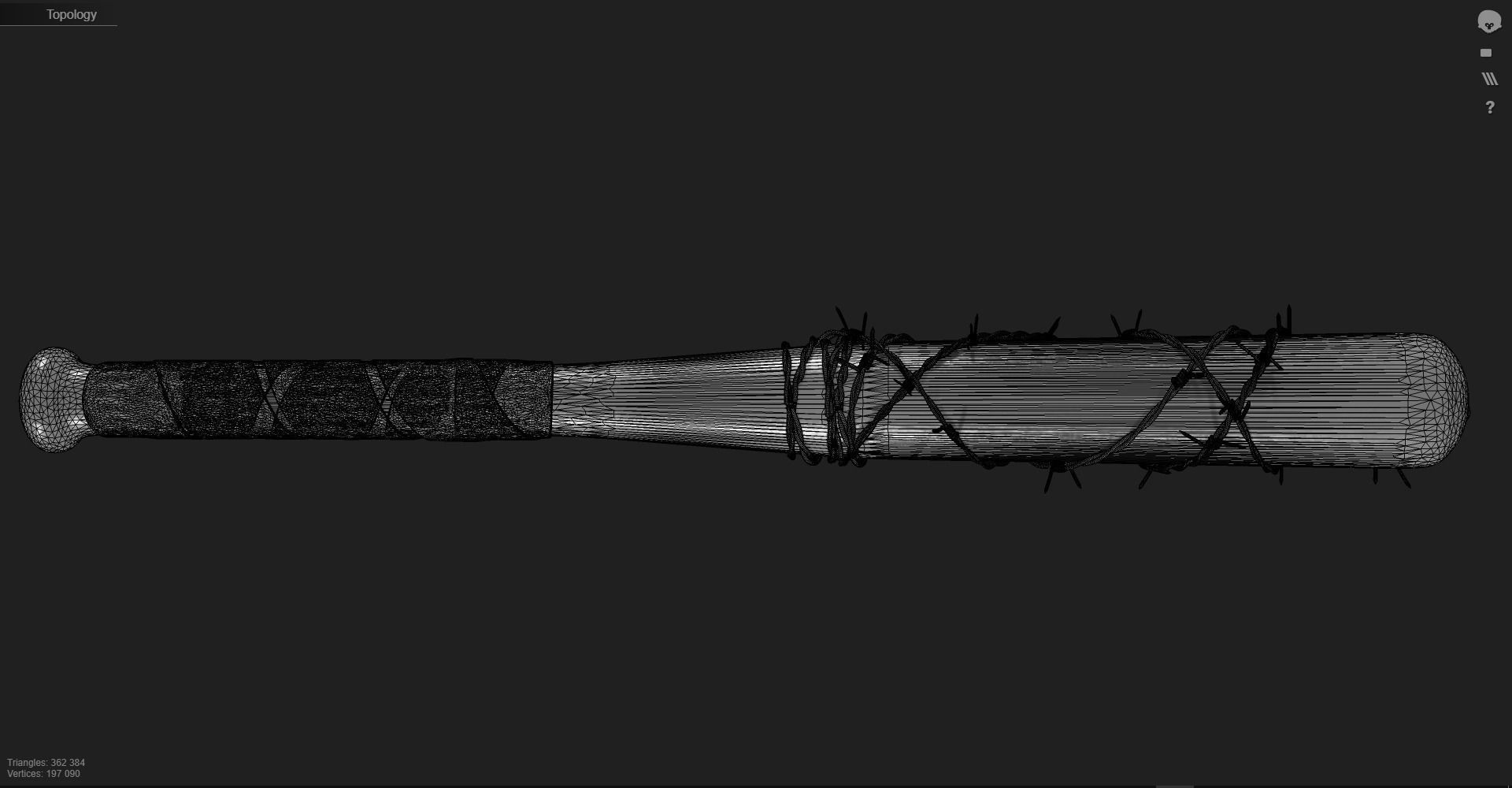 3D model 3D model of a baseball bat with barbed wire and blood VR / AR ...