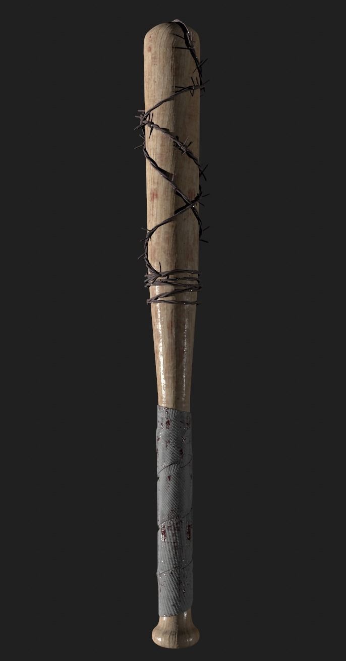 3D model 3D model of a baseball bat with barbed wire and blood VR / AR ...