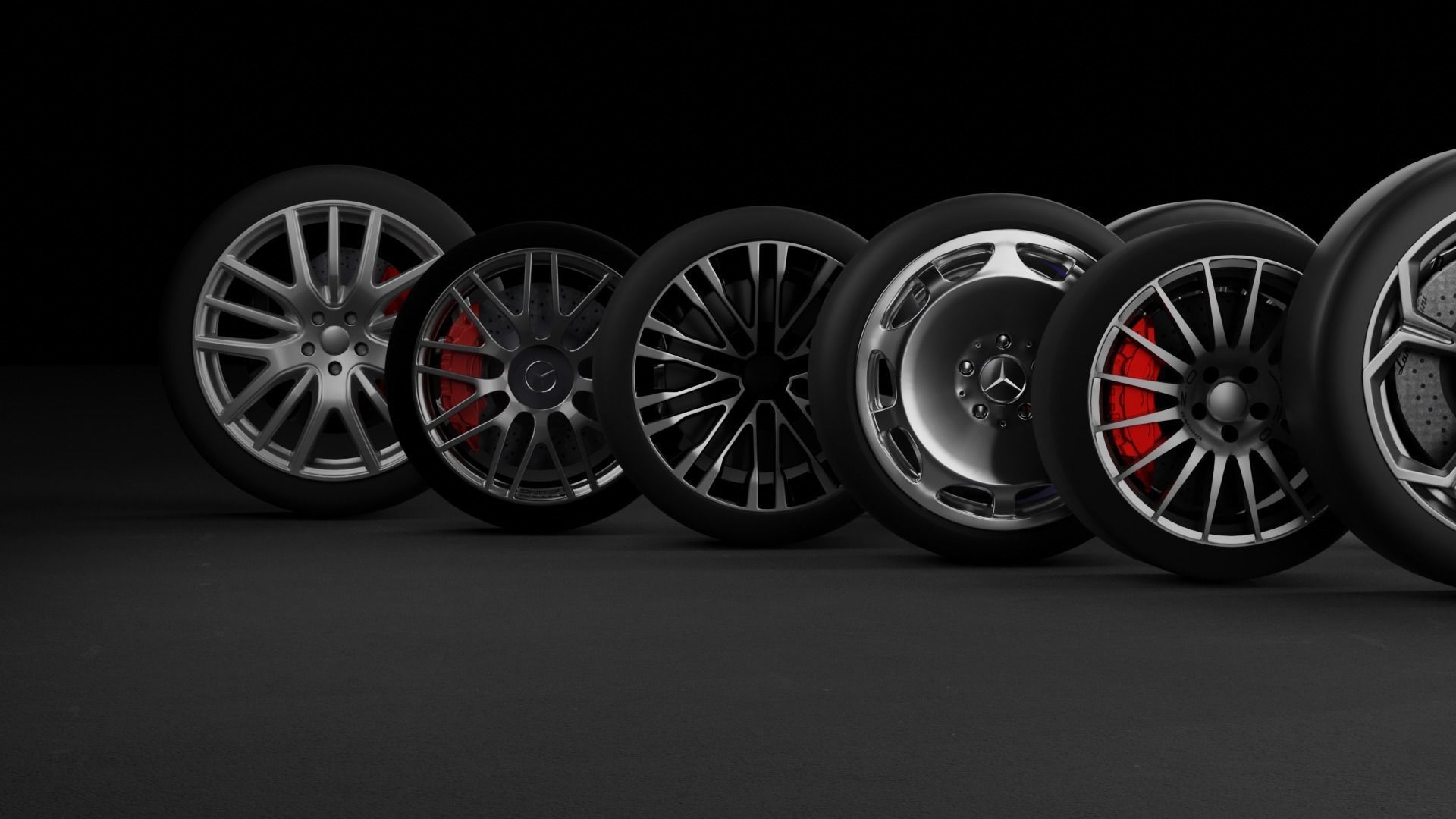 43 High Quality Rims with wheels and calipers 3D model rigged | CGTrader