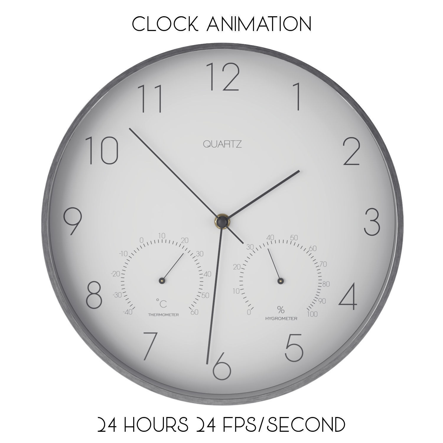 Clock animation 24 hours 3D model animated | CGTrader