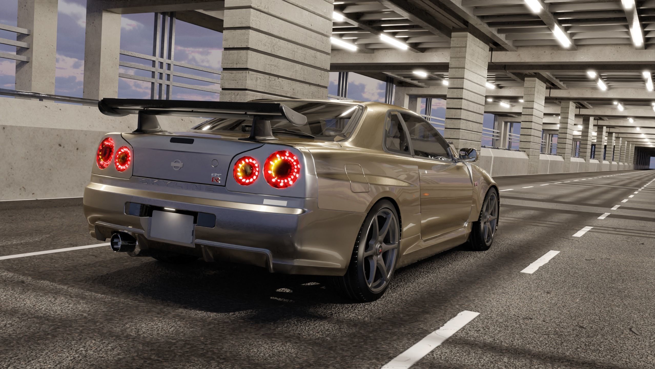 Nissan Skyline GTR R34 3D Model 3D model rigged | CGTrader