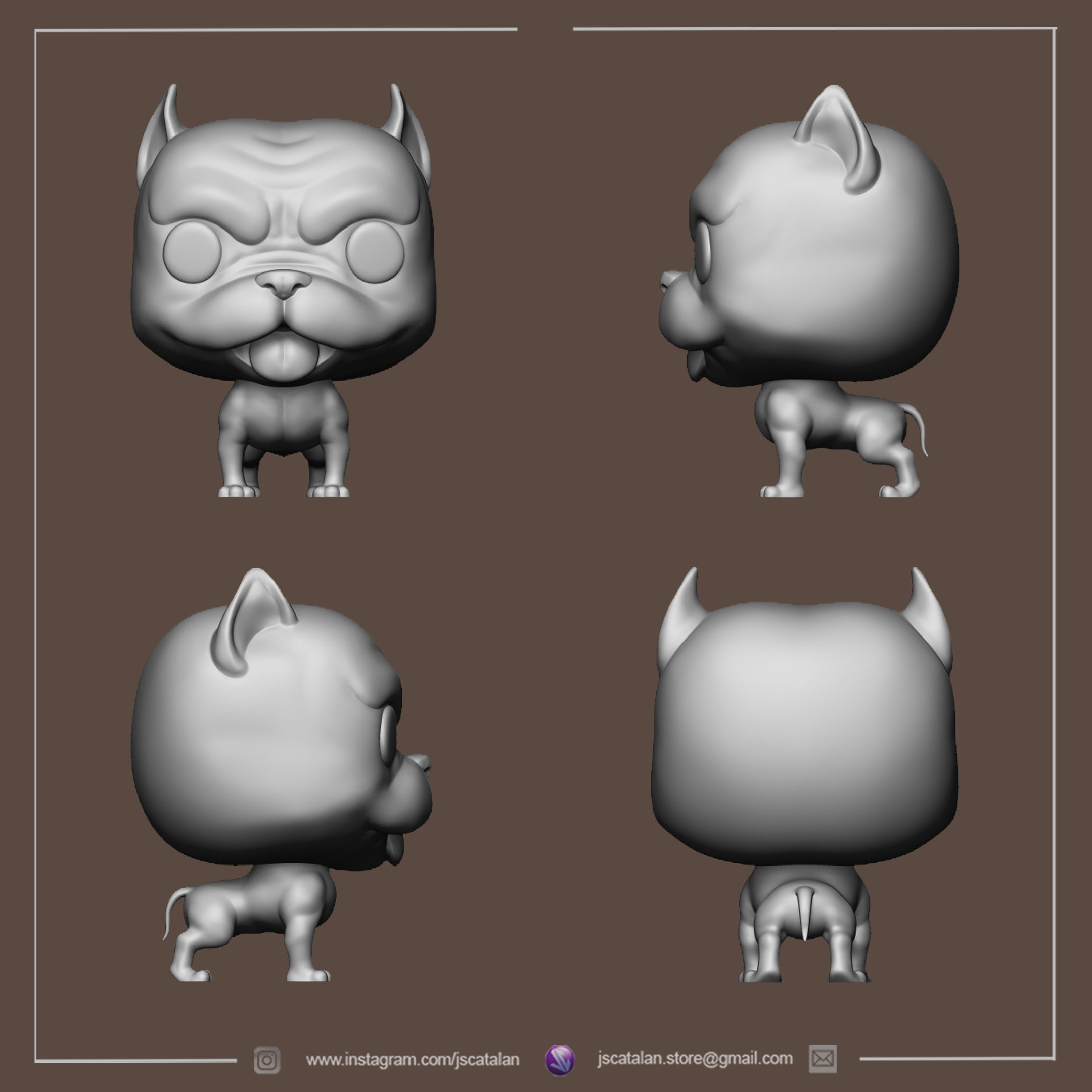 PITBULL V2 FUNKO POP DOG CUSTOM PETS 3D model 3D printable | CGTrader