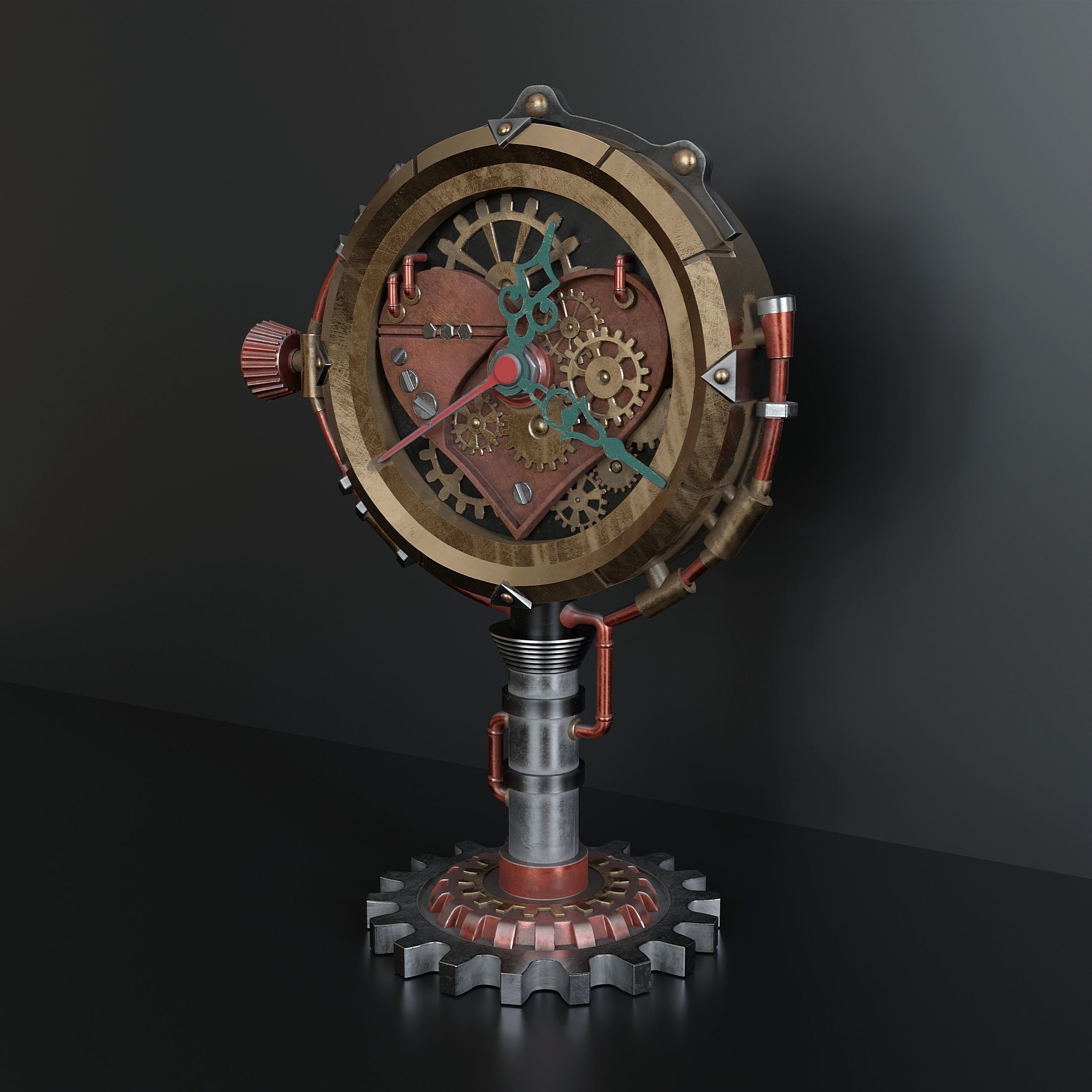 Steampunk table clock 02 3D model | CGTrader