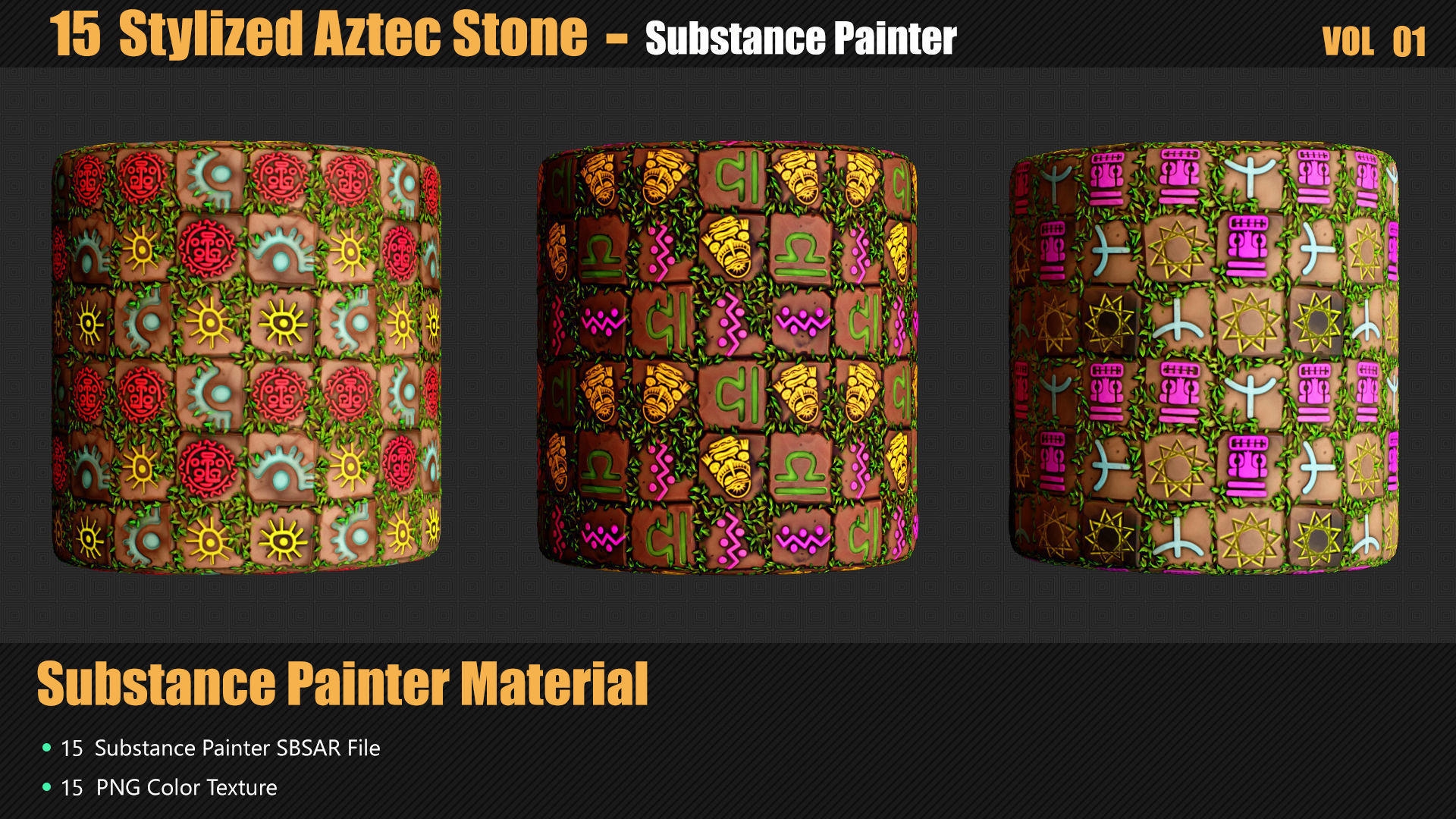15 Stylized Aztec Stone Materials In Substance Painter Texture | CGTrader