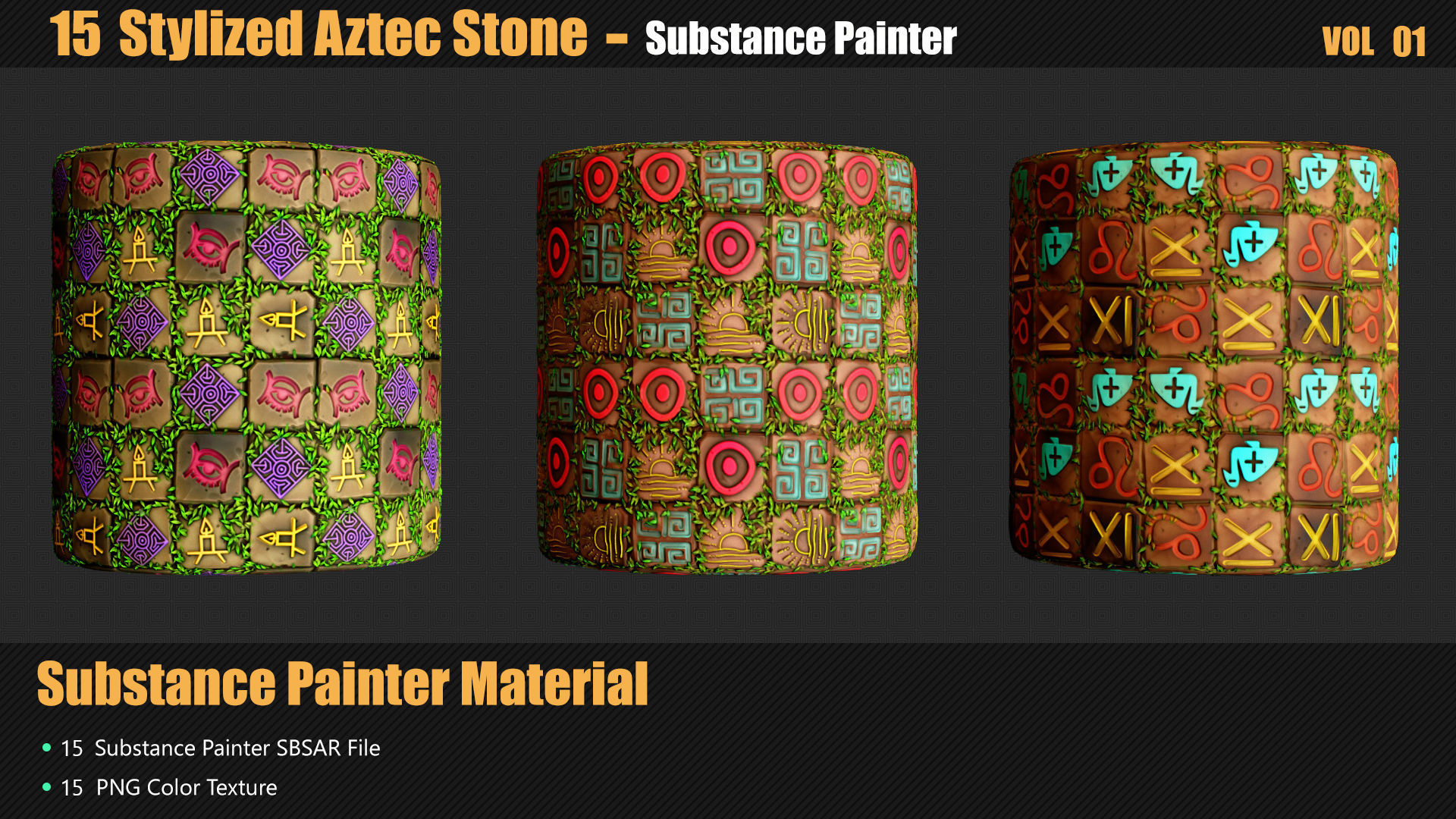 15 Stylized Aztec Stone Materials In Substance Painter Texture | CGTrader
