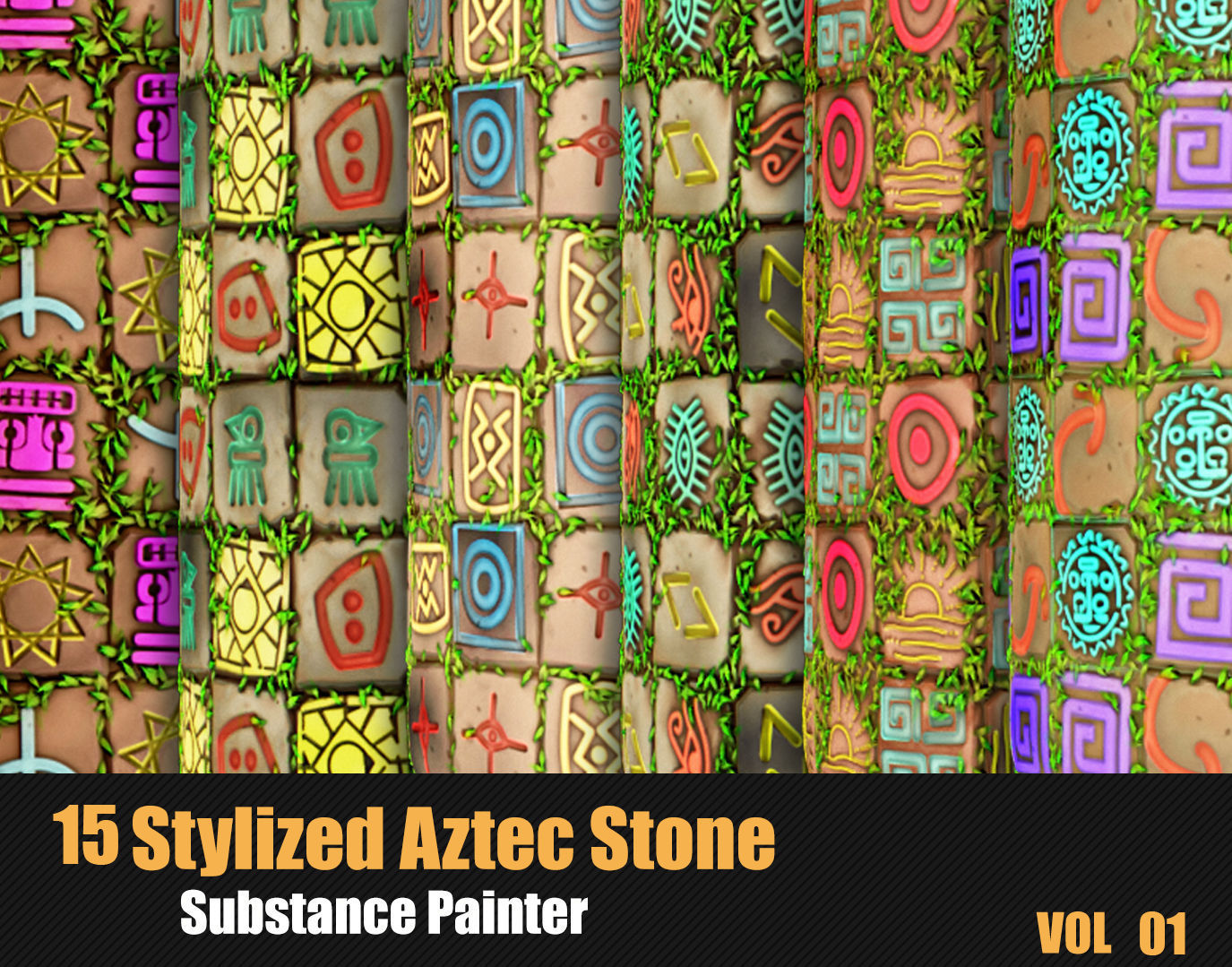 15 Stylized Aztec Stone Materials In Substance Painter Texture | CGTrader