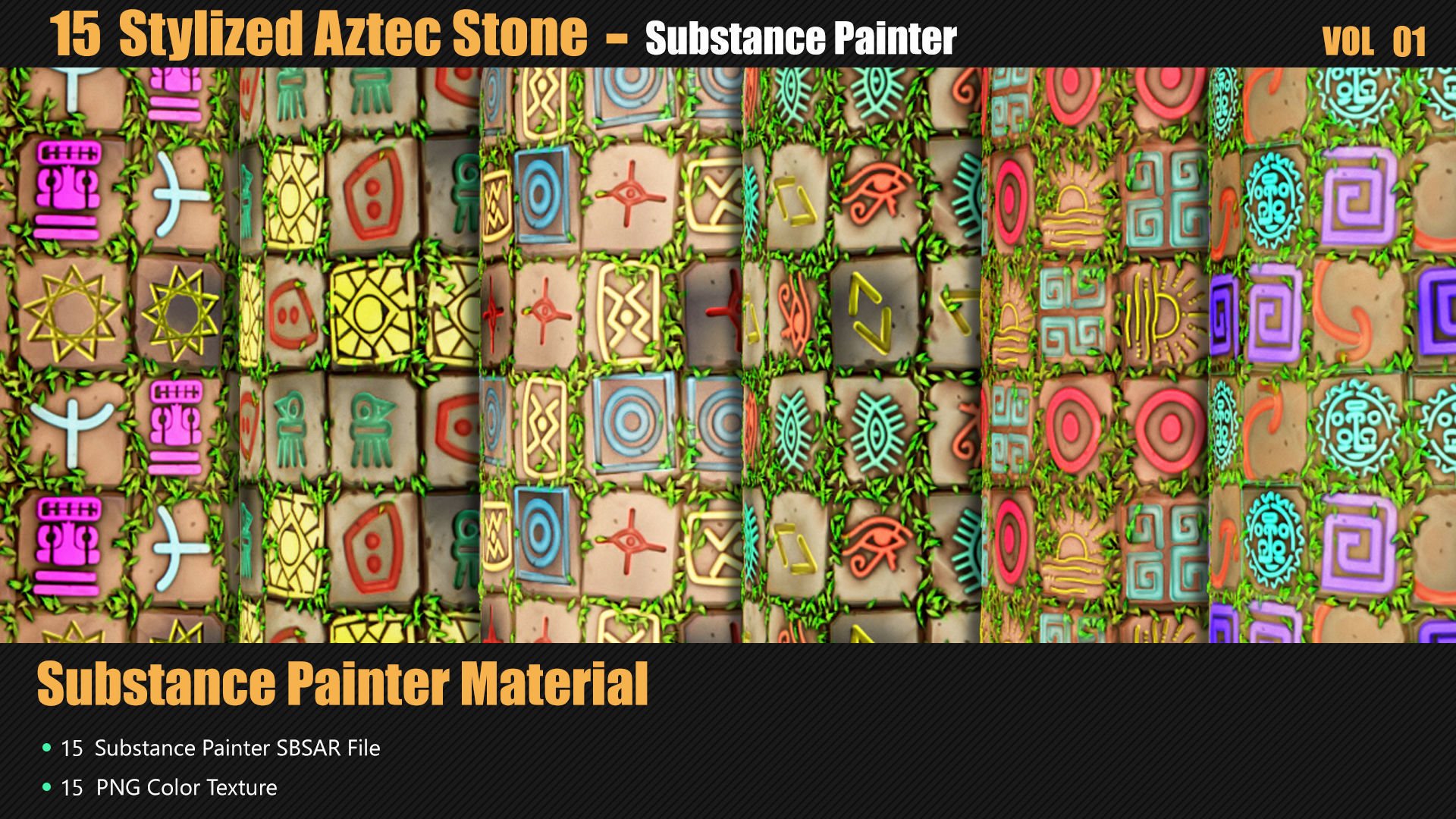 15 Stylized Aztec Stone Materials In Substance Painter Texture | CGTrader