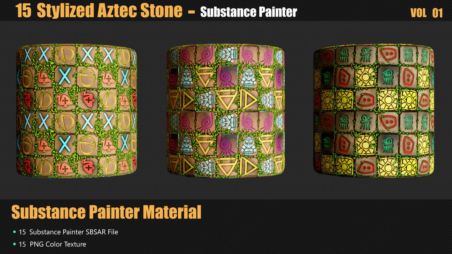 15 Stylized Aztec Stone Materials In Substance Painter Texture | CGTrader