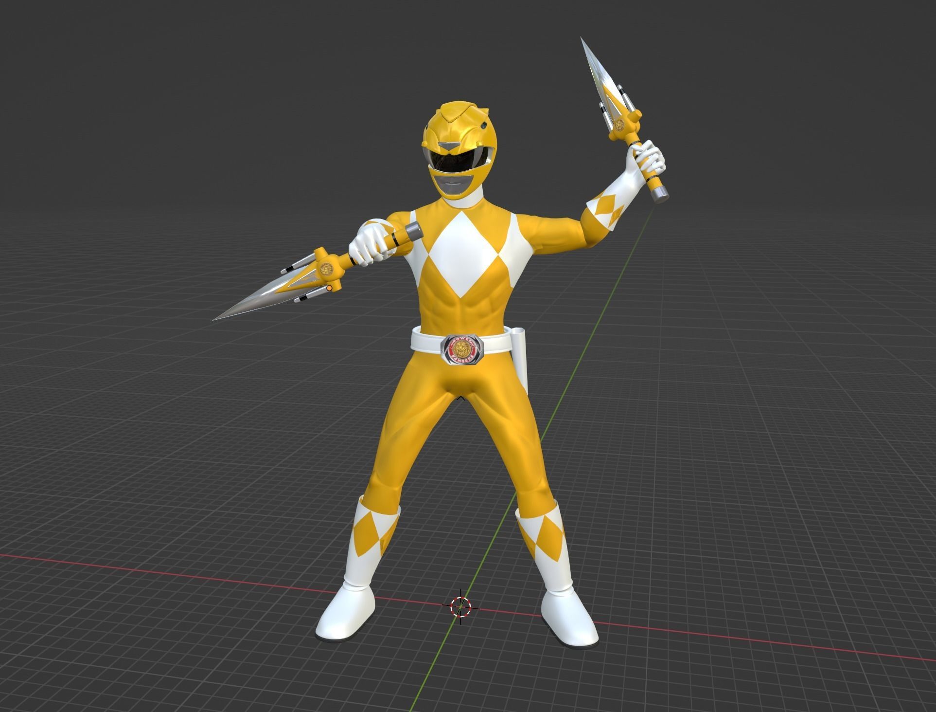 Yellow Ranger - Mighty Morphin Power Ranger 3D model rigged | CGTrader