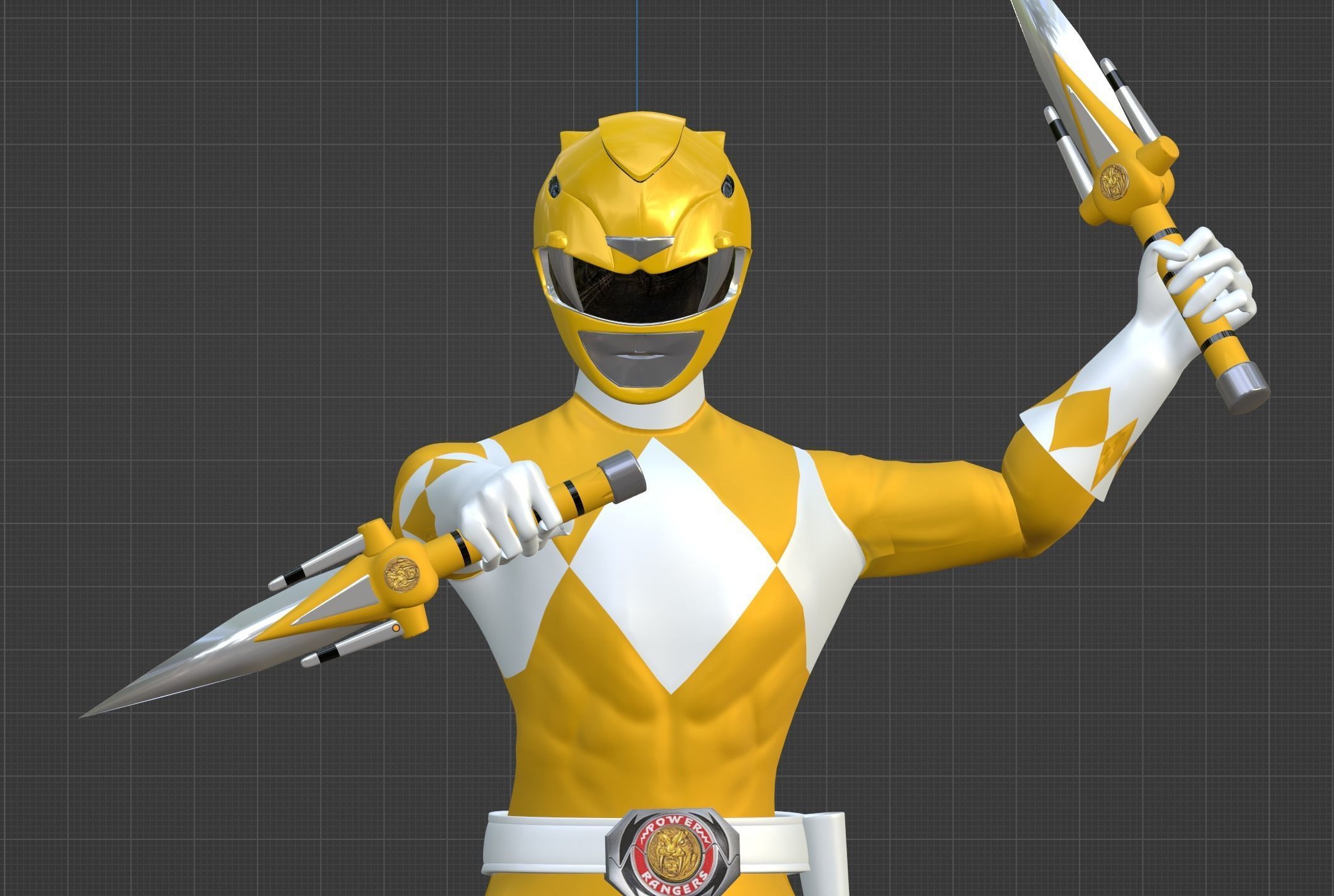 Yellow Ranger - Mighty Morphin Power Ranger 3D model rigged | CGTrader