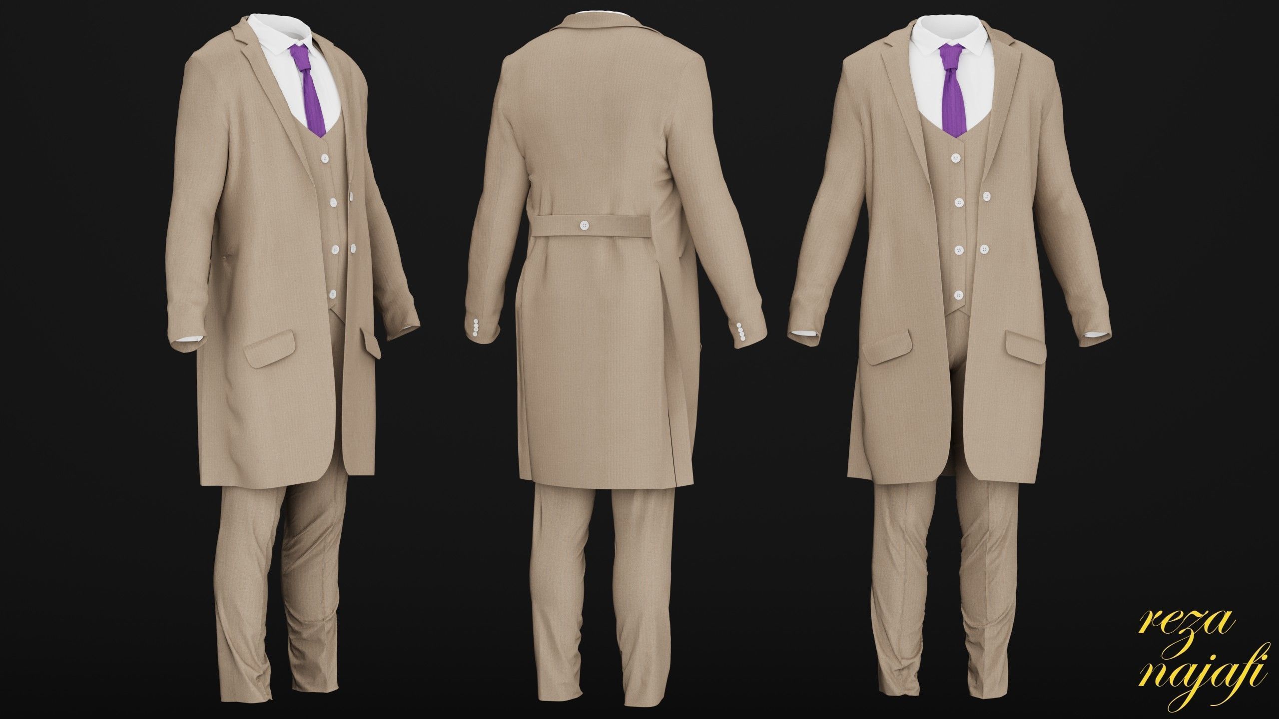 Mens long coat for marvelous designer 3D model | CGTrader