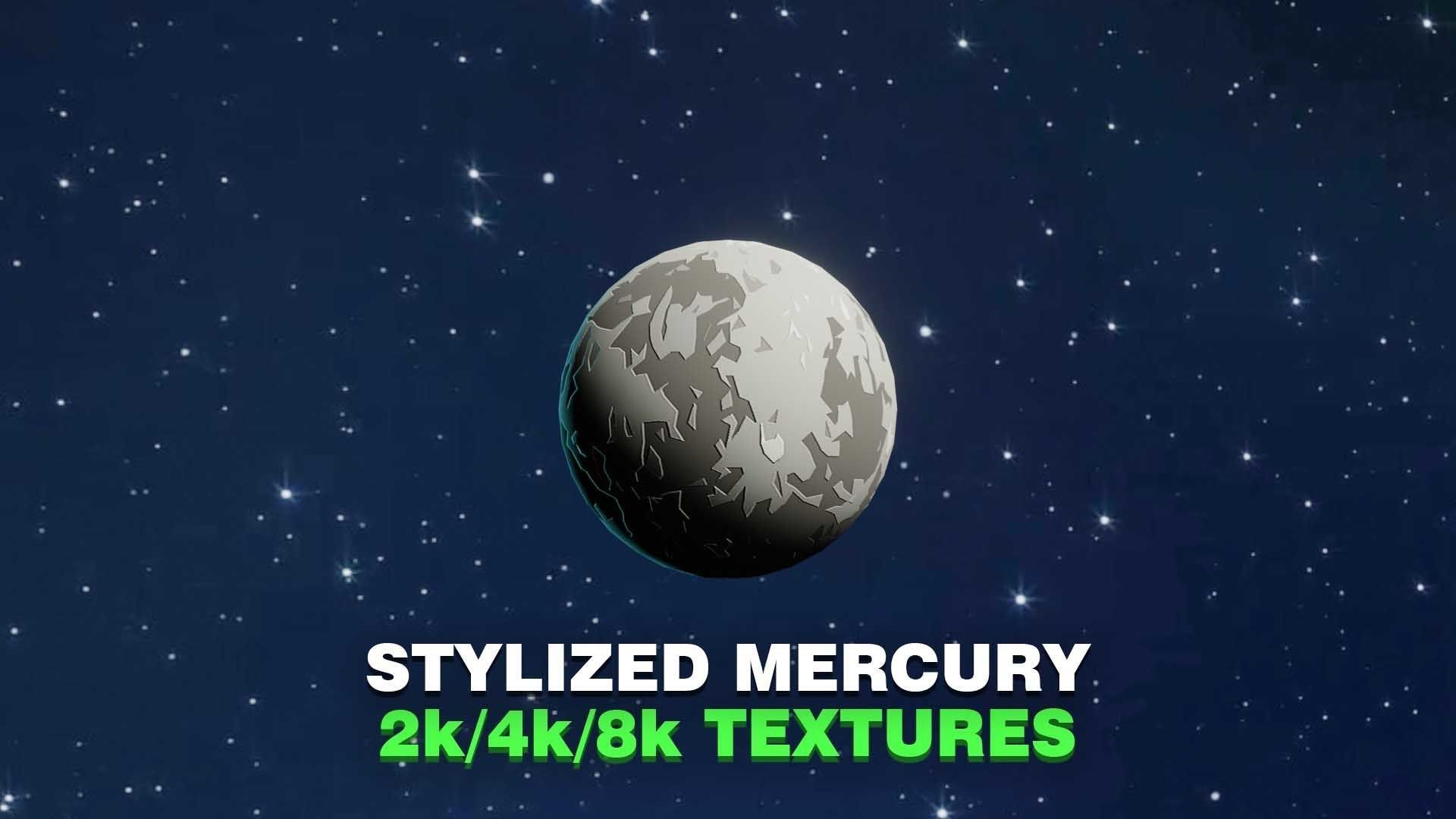 3D model Stylized Planet Mercury 3D Model 2k 4k 8k Textures VR / AR ...