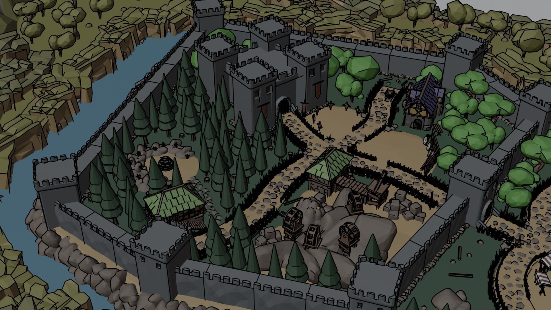 3D model Cartoon Polygonal Fantasy Castle VR / AR / low-poly | CGTrader