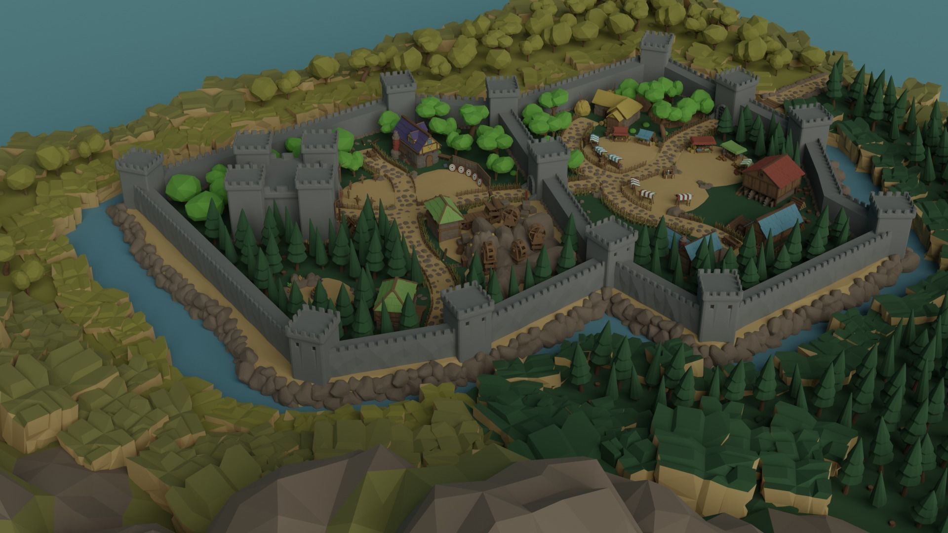 3D model Cartoon Polygonal Fantasy Castle VR / AR / low-poly | CGTrader