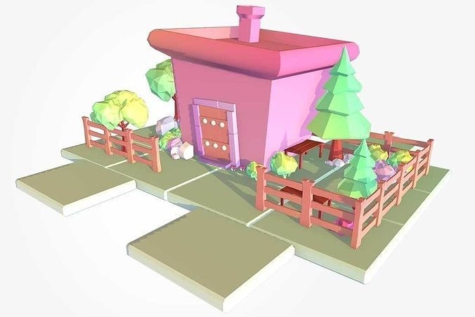 Low-Poly Toon House 3D model | CGTrader