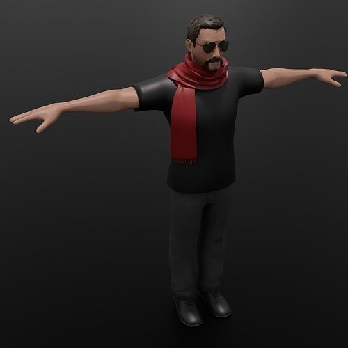Man Character With Muffler 3D model | CGTrader