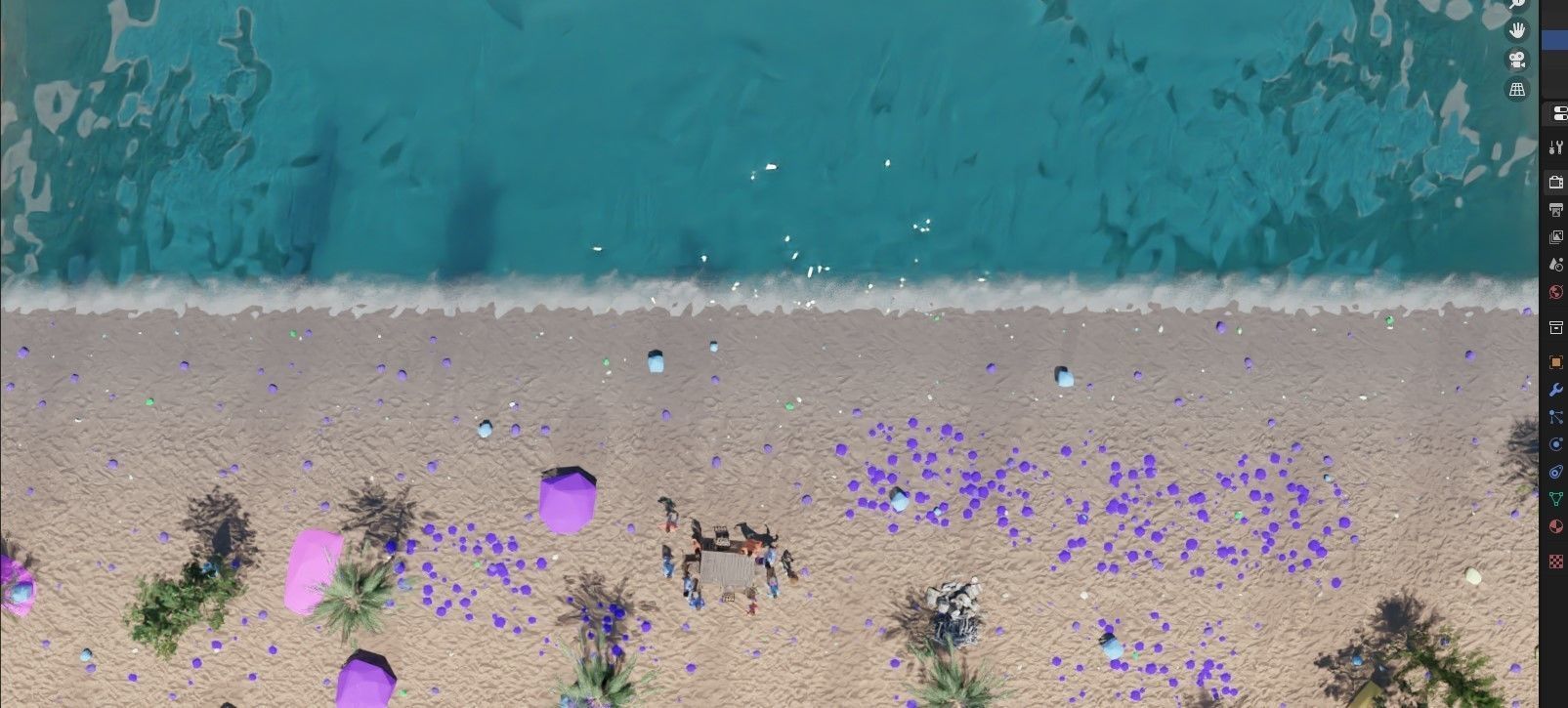 3D model Realistic Beach with sea trees and rocks VR / AR / low-poly ...
