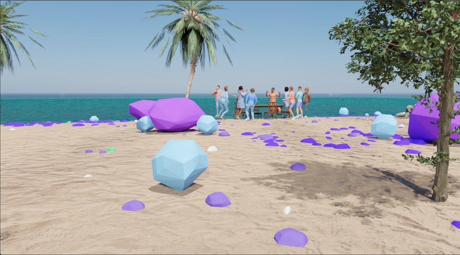 3D model Realistic Beach with sea trees and rocks VR / AR / low-poly | CGTrader