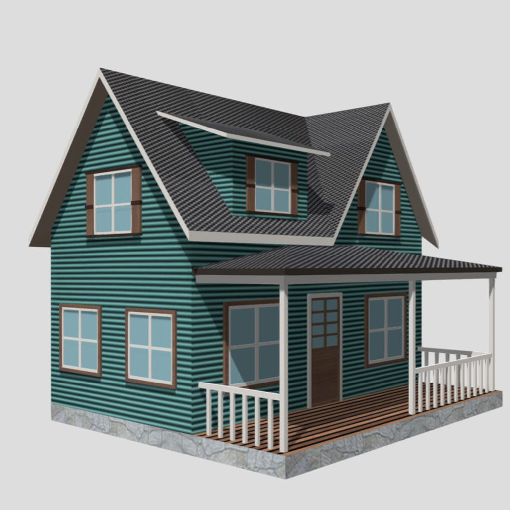 American Style Cottage - Town House Model free VR / AR / low-poly 3D ...