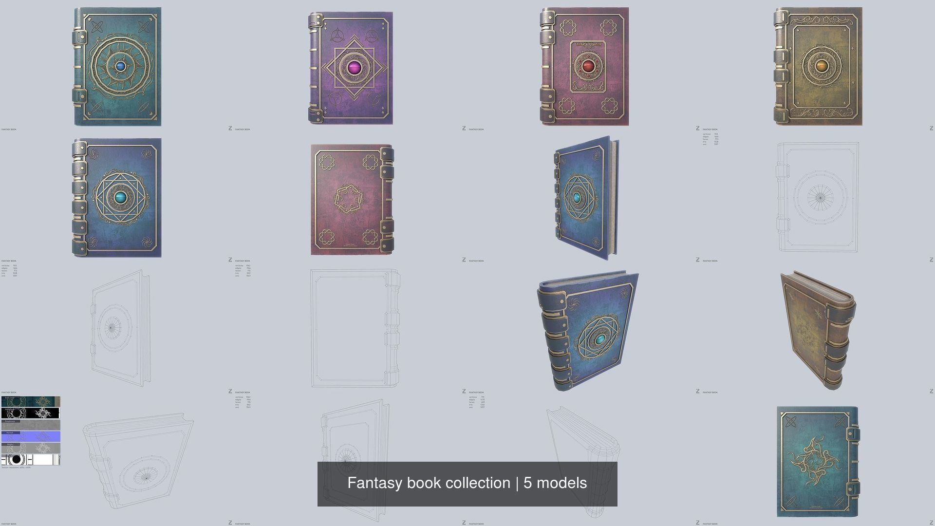 Fantasy book collection VR / AR / low-poly | CGTrader