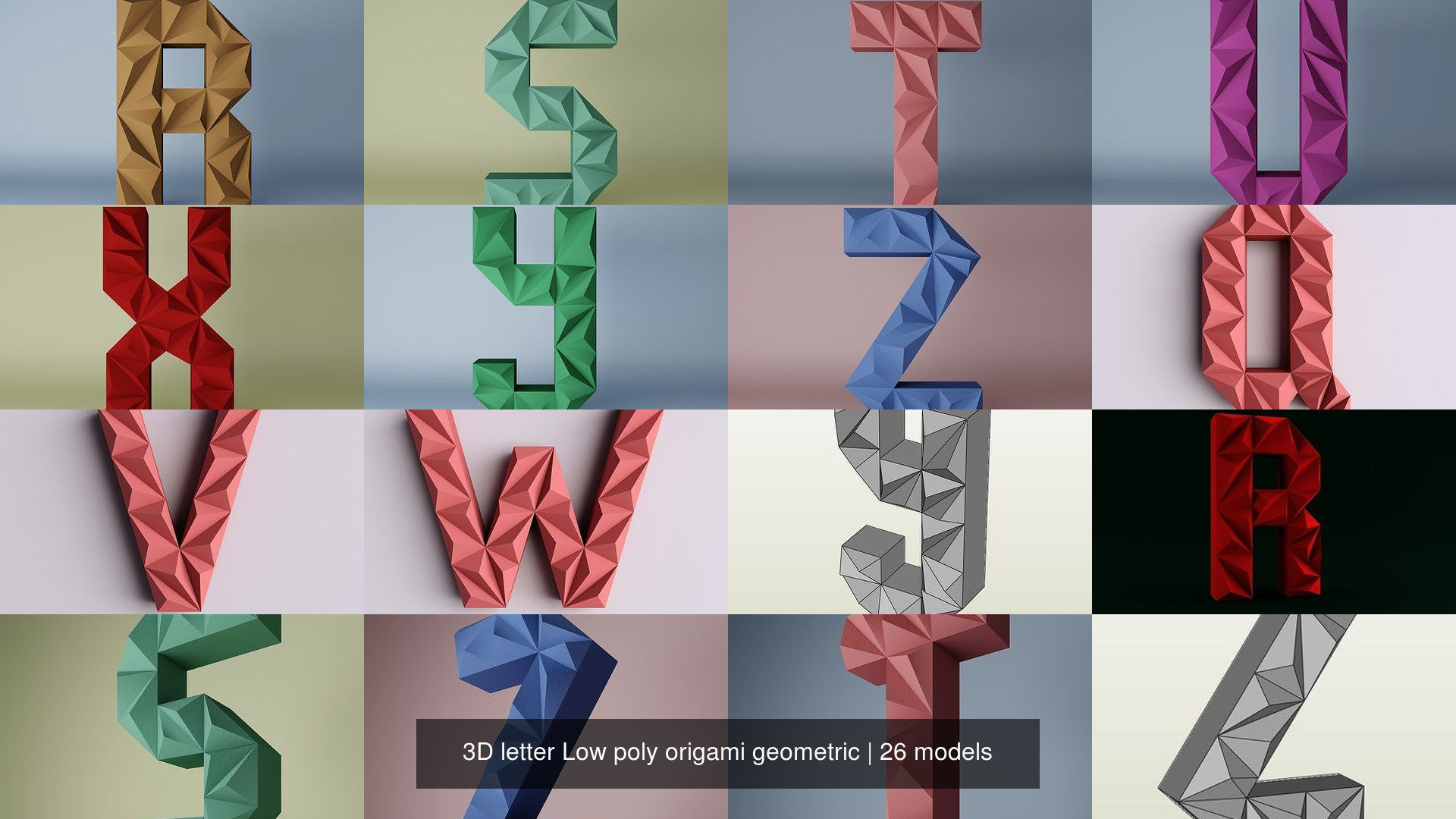 3D Model Collection 3D letter Low poly origami geometric VR / AR / low-poly | CGTrader