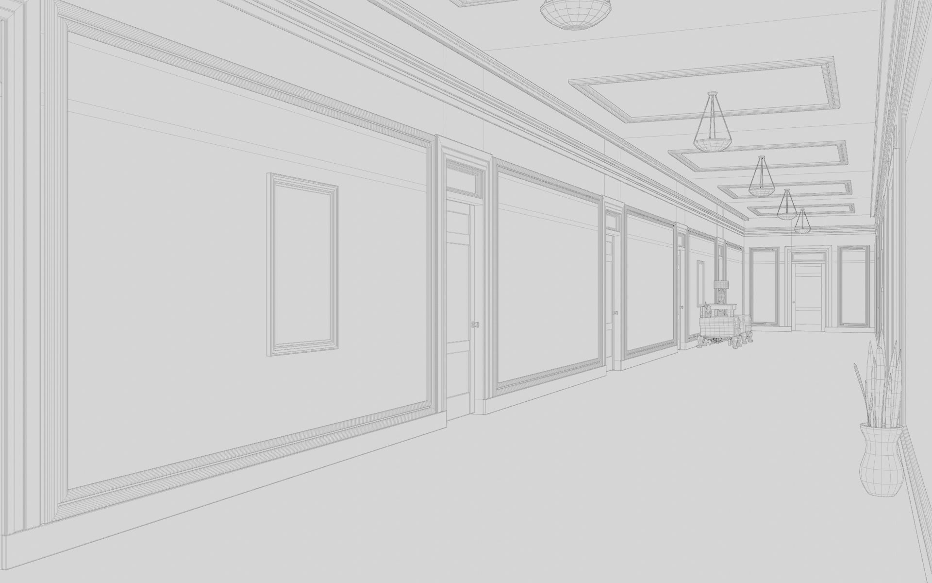 3D model Hotel Corridor 3d Scene VR / AR / low-poly | CGTrader