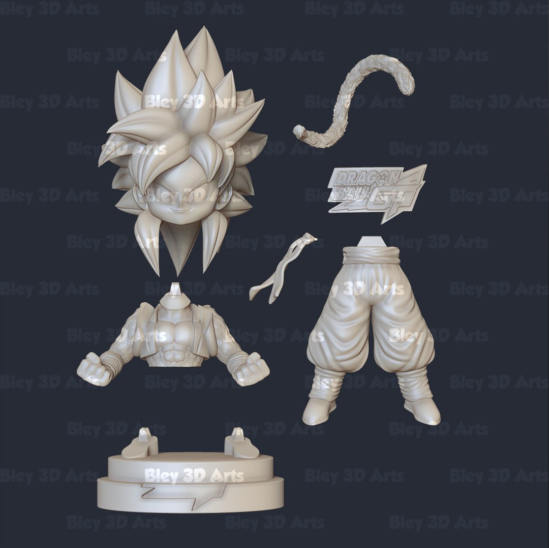 Gogeta SS4 Chibi STL free 3D model 3D printable | CGTrader