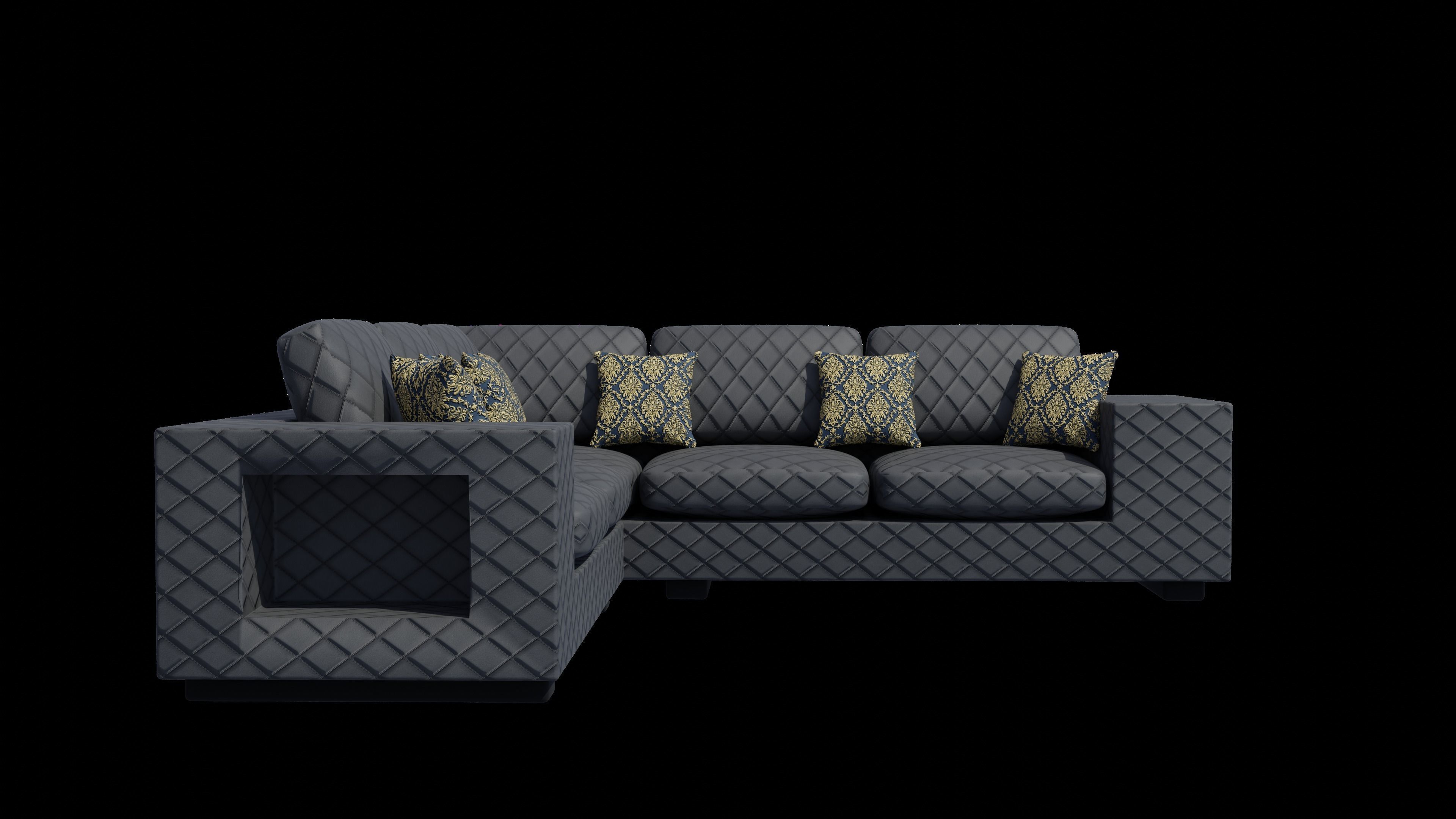 3D model Black Color Sofa Set VR / AR / low-poly | CGTrader
