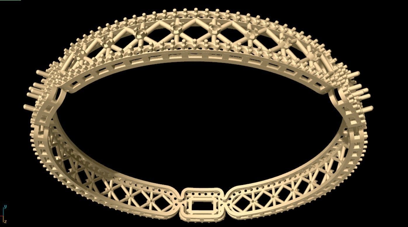 Princesses Diamonds 3D Women Bangle free 3D model 3D printable | CGTrader