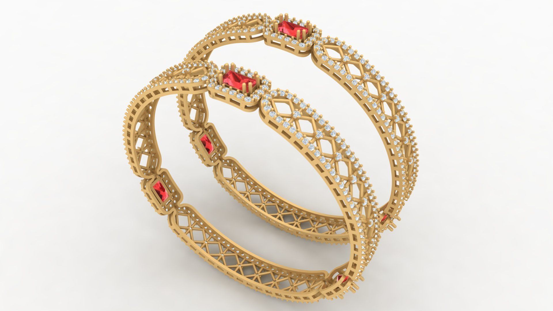 Princesses Diamonds 3D Women Bangle free 3D model 3D printable | CGTrader