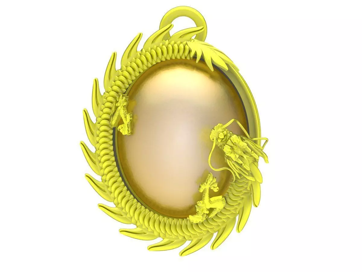 Luxury Dragon Oval Gemstone Pendant 6621 3D model 3D printable | CGTrader