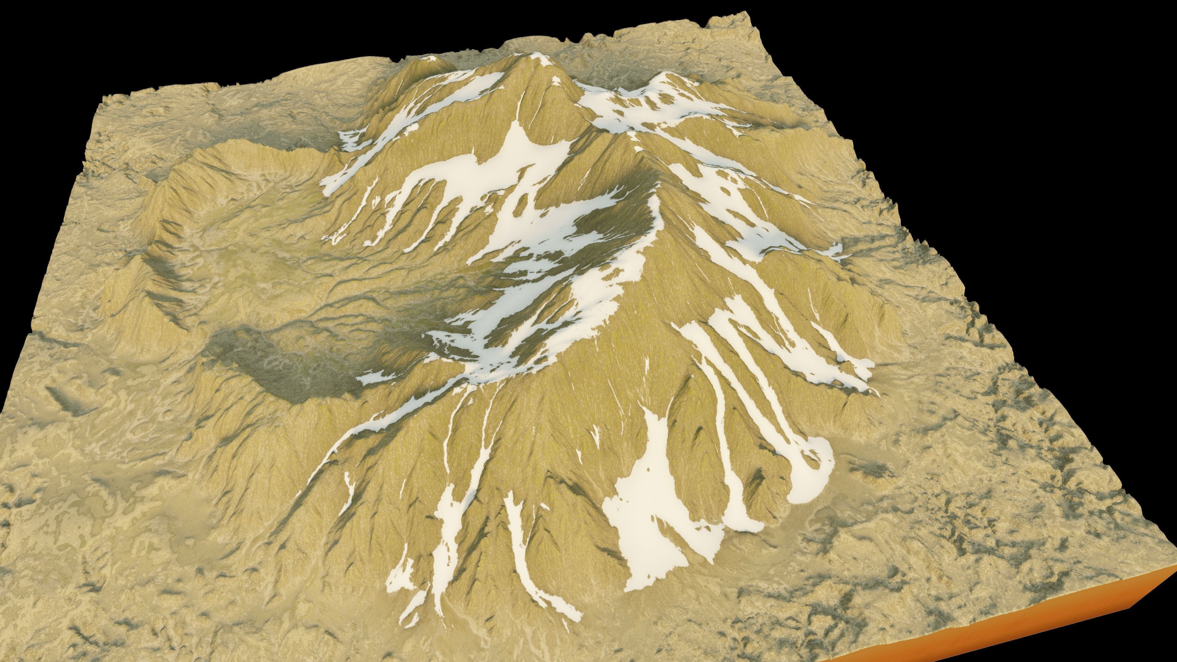 snow mountain with crater free 3d terrain model free VR / AR / low-poly ...