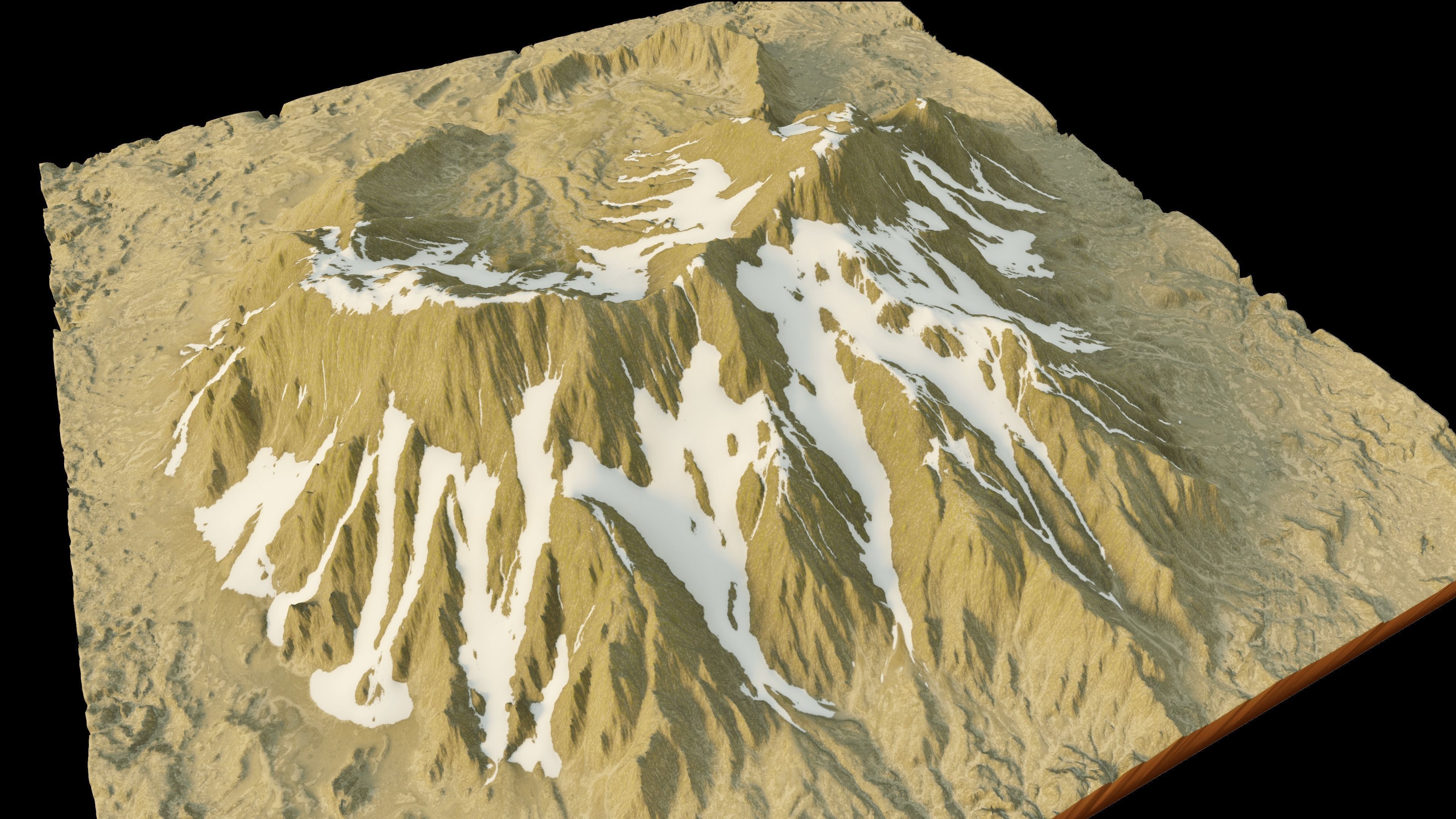 snow mountain with crater free 3d terrain model free VR / AR / low-poly ...
